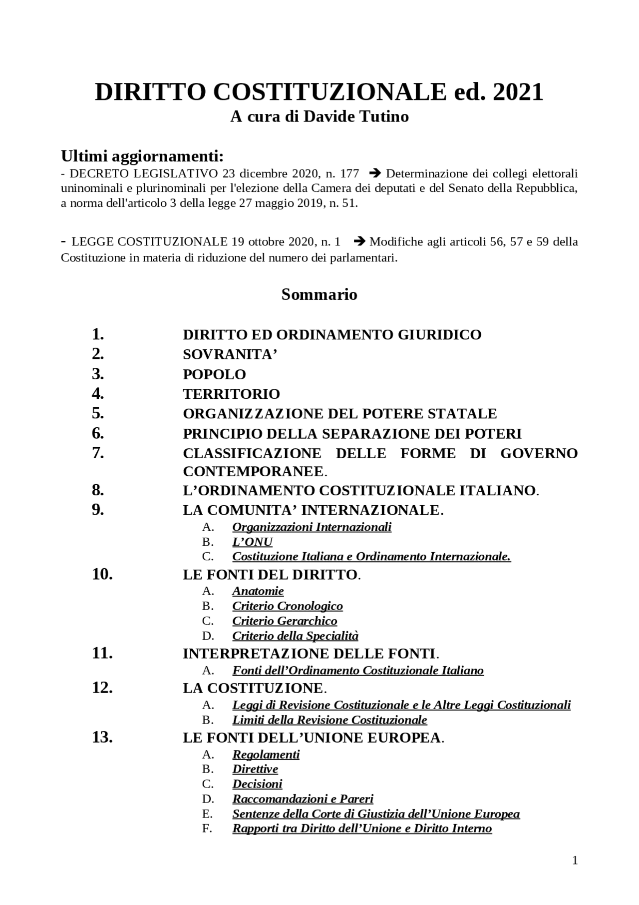 Riassunto Diritto Costituzionale Docsity