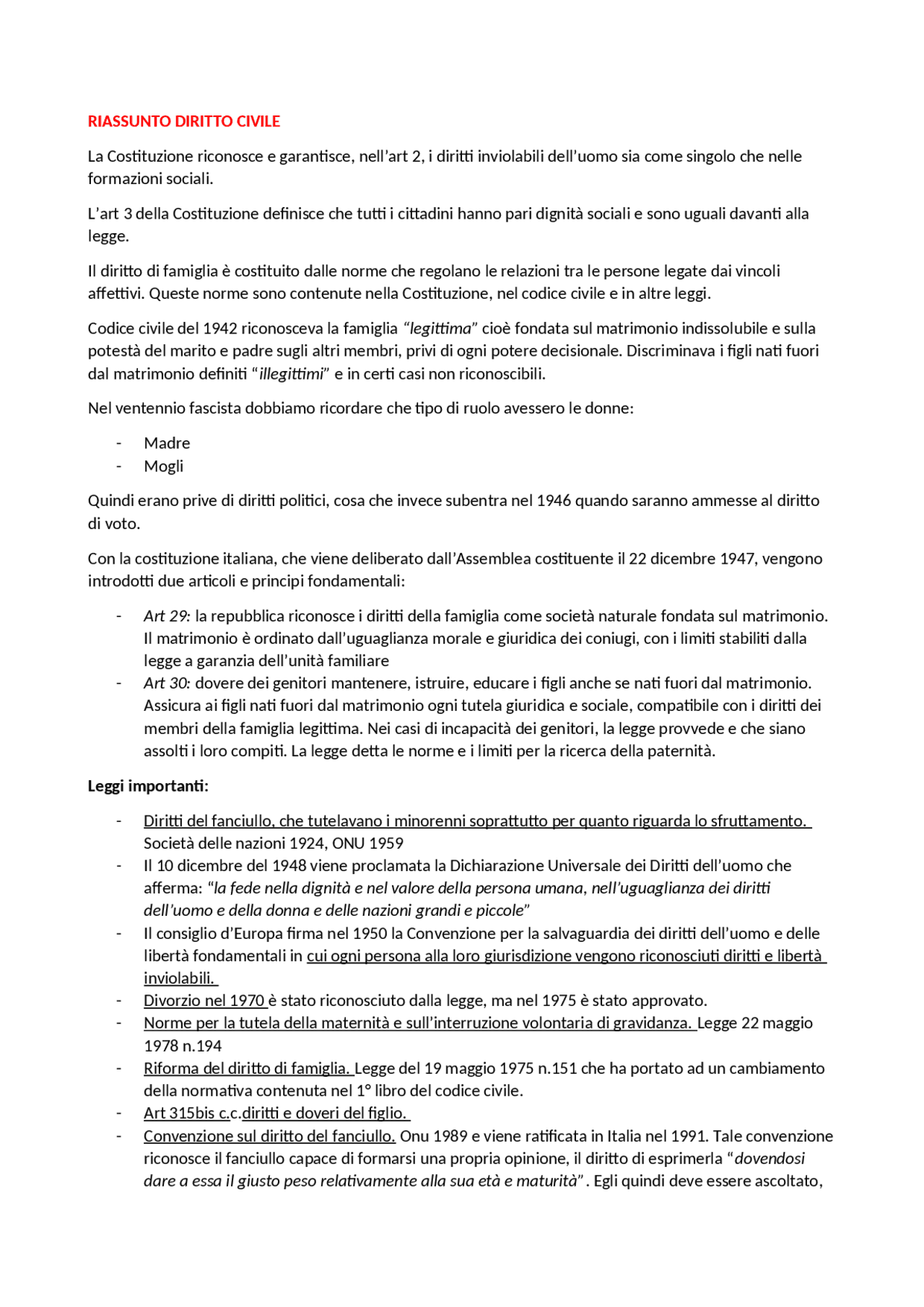 Diritto Civile Dei Minori Docsity
