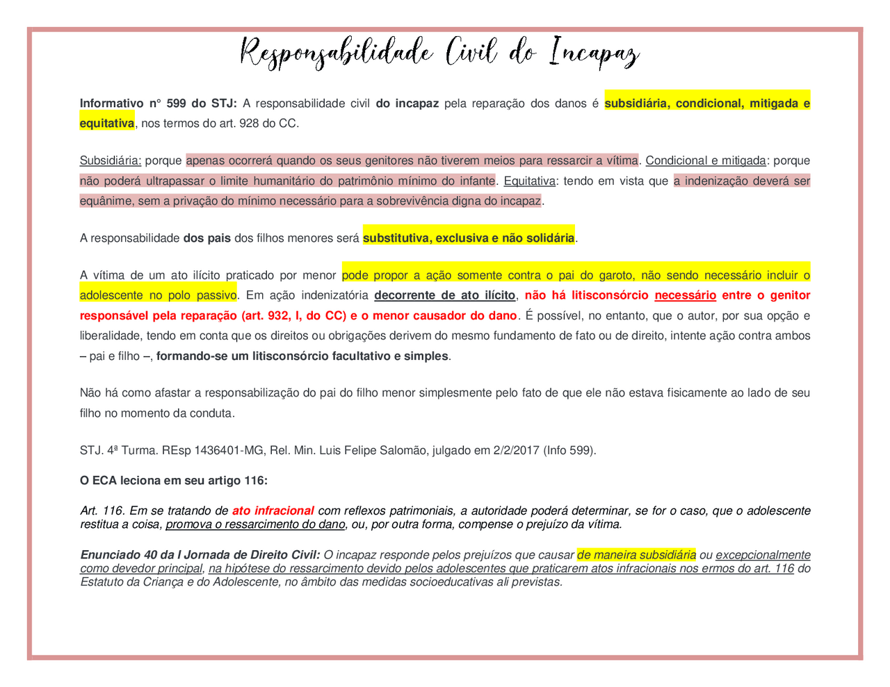 Responsabilidade Civil do Incapaz - Docsity