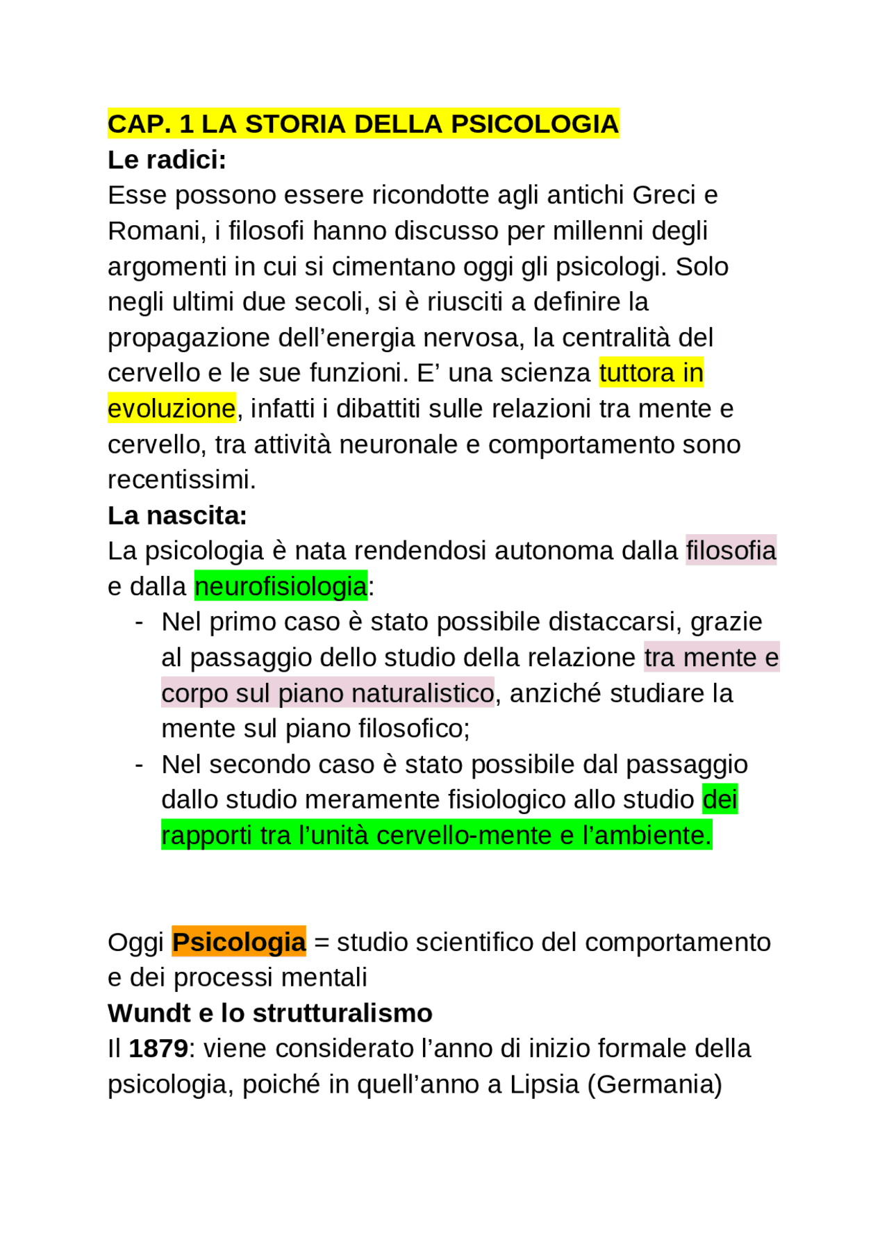 Psicologia Generale Appunti Integrazioni Docsity