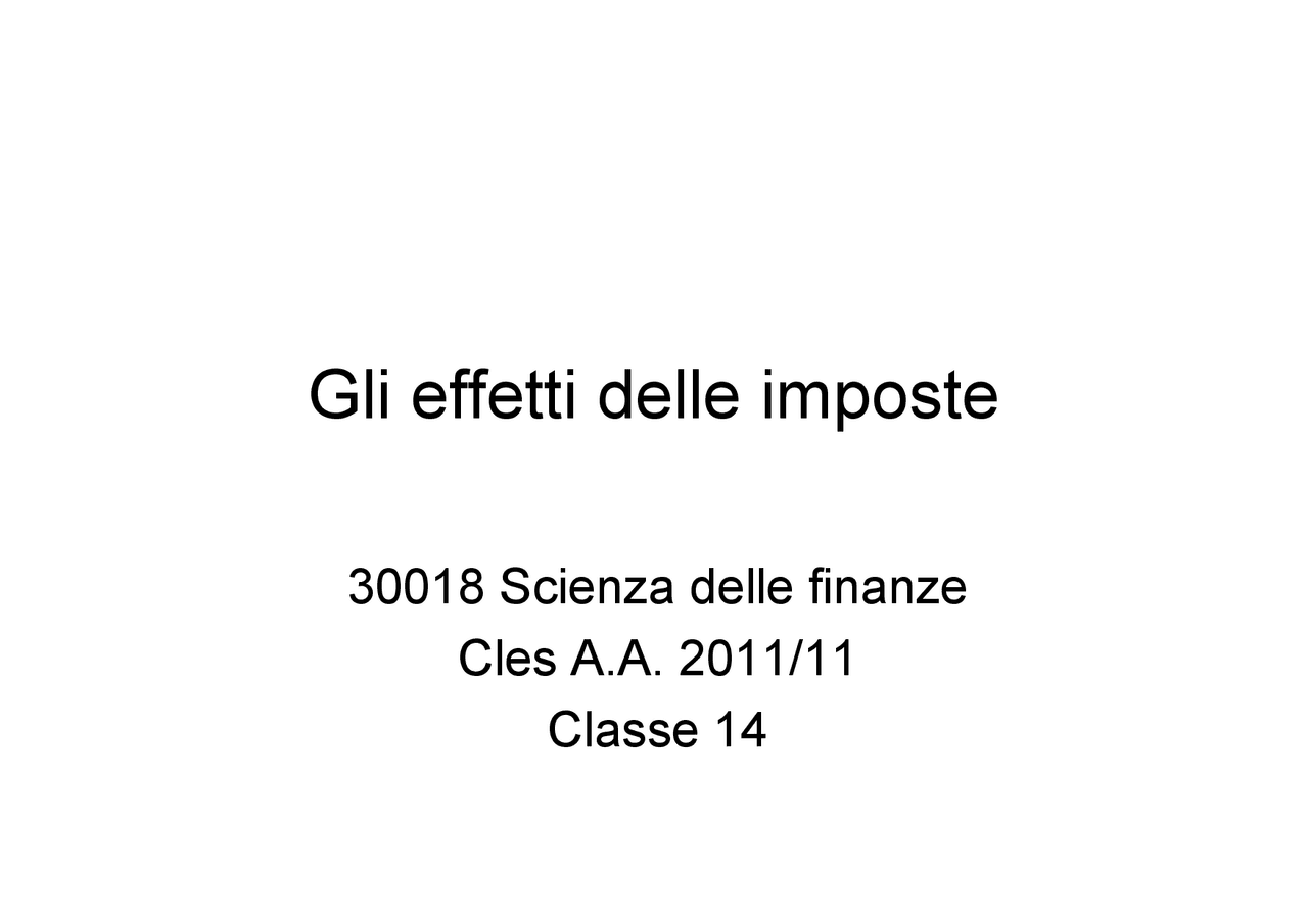 Effetti Delle Imposte Economia Docsity
