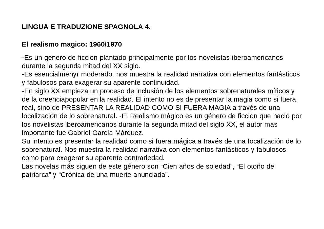 Lingua E Traduzione Spagnola 4 Riassunti Completi Docsity
