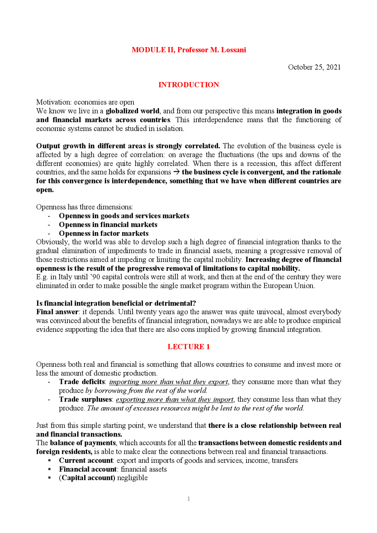 Appunti 2 Parte International Economics Docsity
