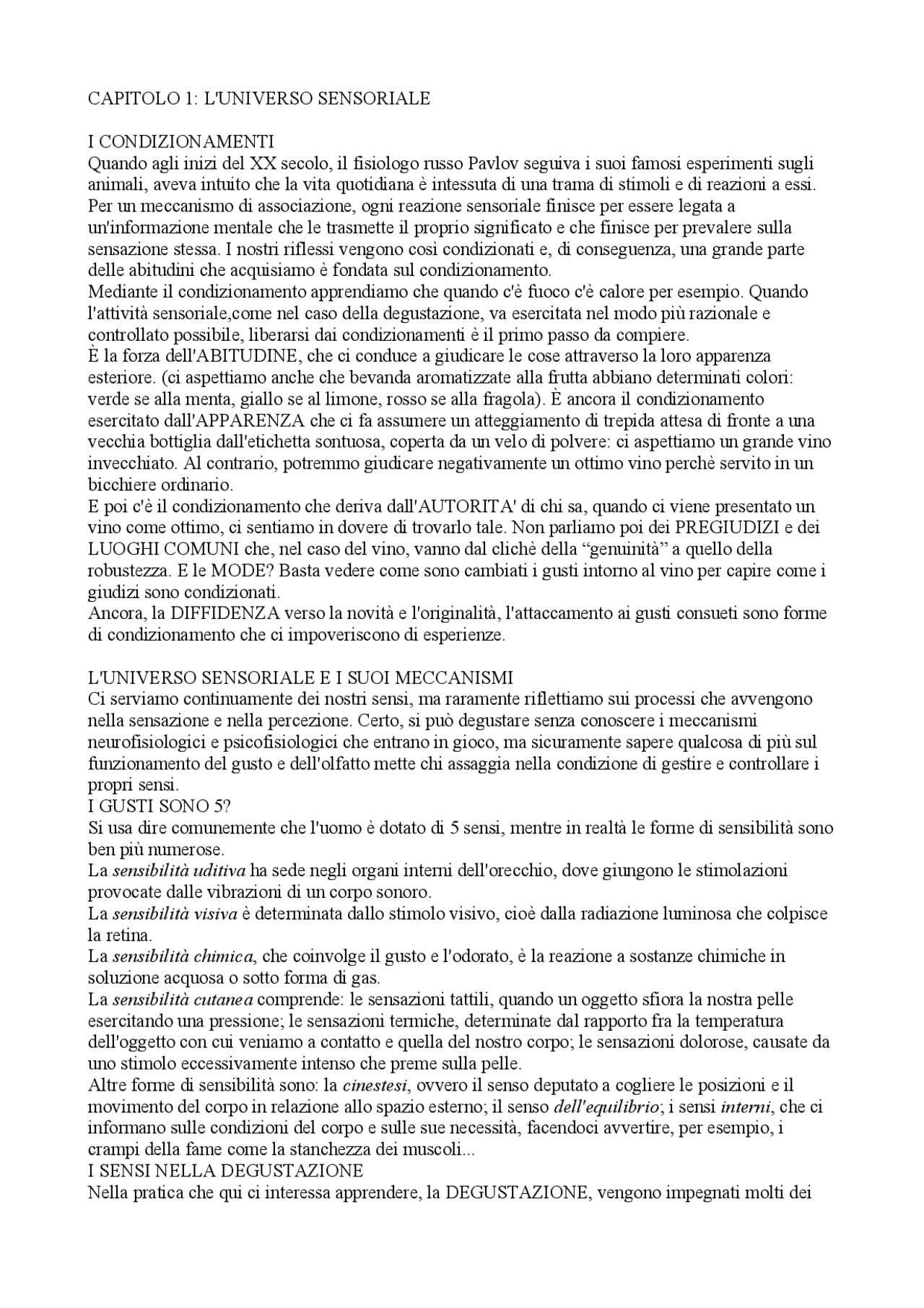 Riassunti Il Piacere Del Vino Docsity