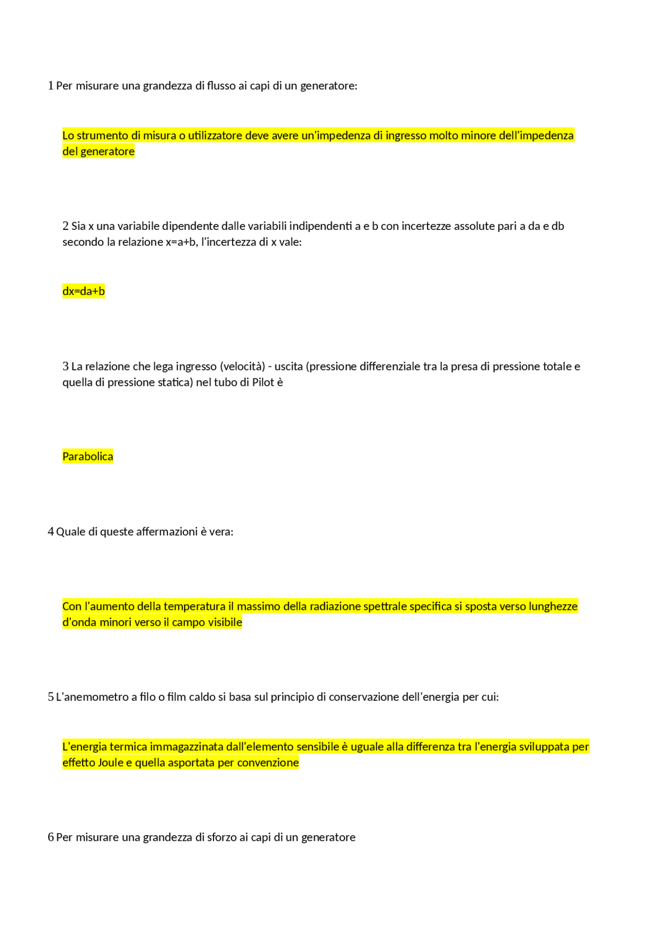 Misure Meccaniche E Termiche Domande Fuori Paniere Esame Superato