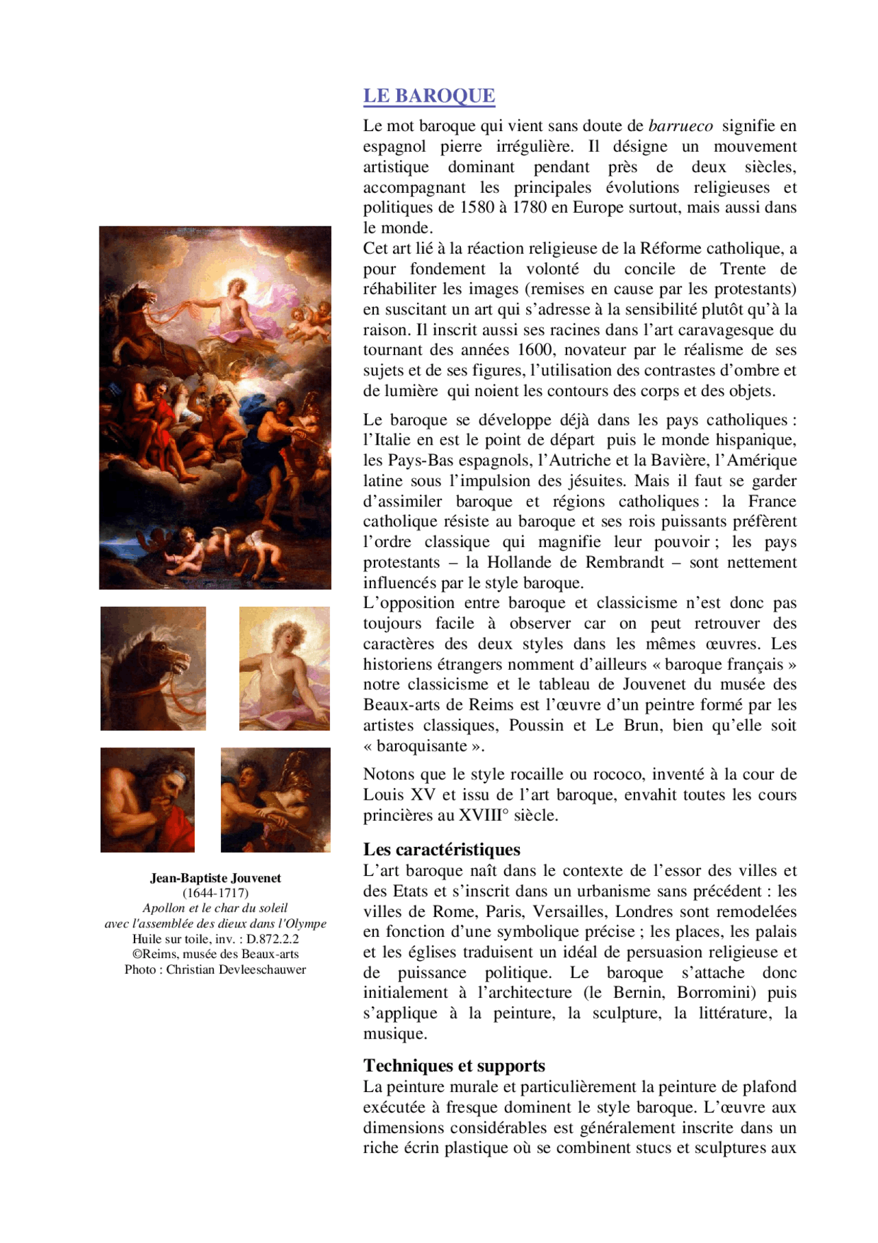 Les Caractéristiques Du Baroque Docsity
