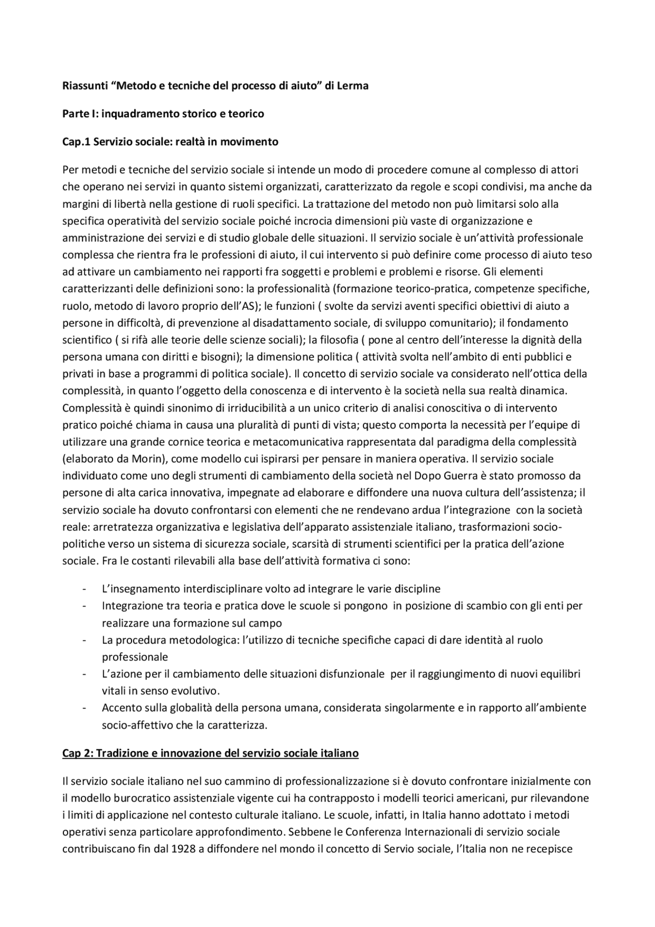 Metodo E Tecniche Del Processo Di Aiuto Docsity