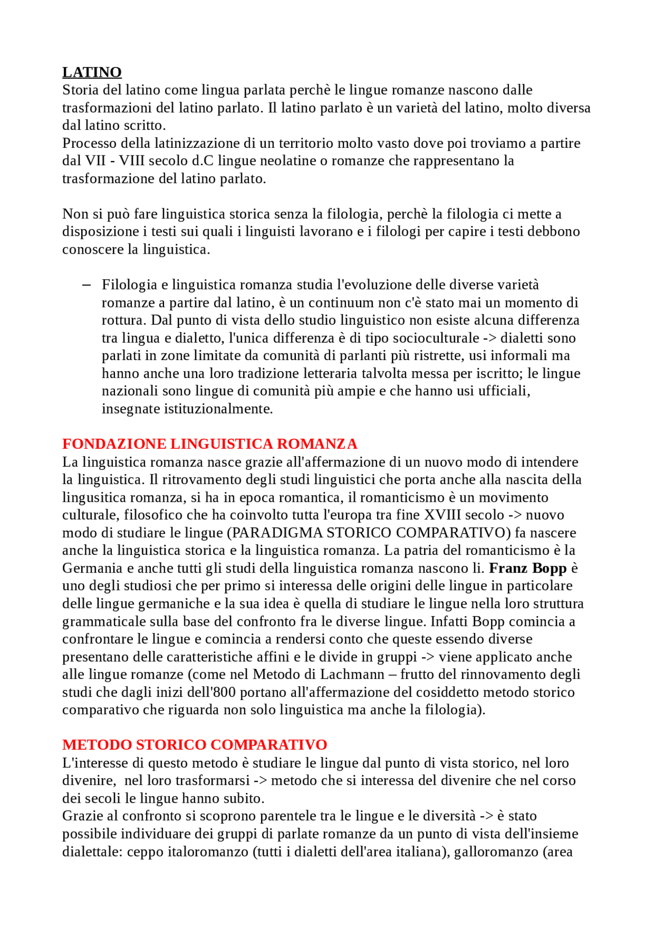 Lingue Romanze Filologia Docsity