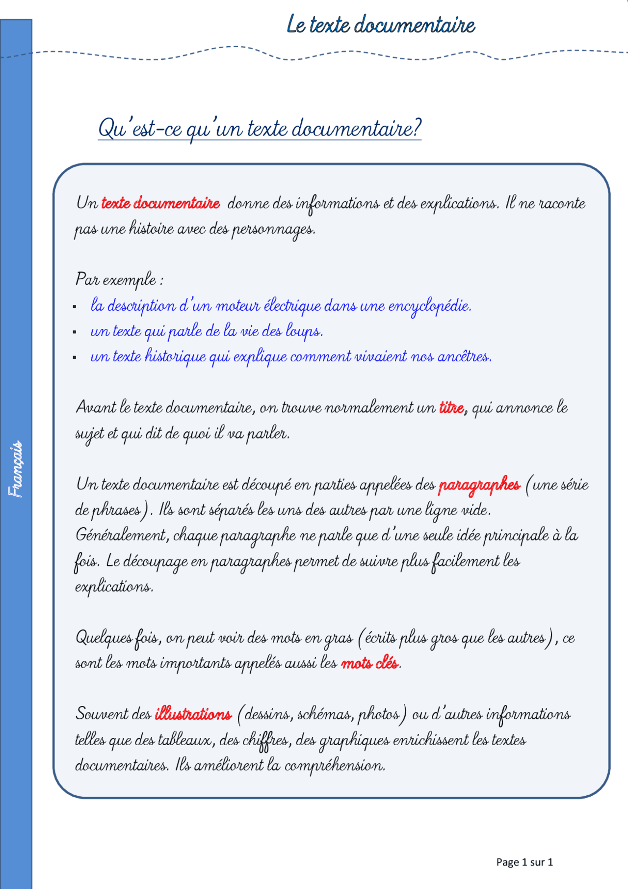 Les Caractéristiques Du Texte Documentaire Docsity
