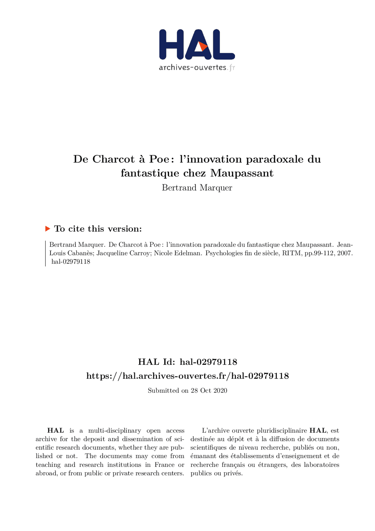 Lipnotismo Nellhorla Di Maupassant Docsity