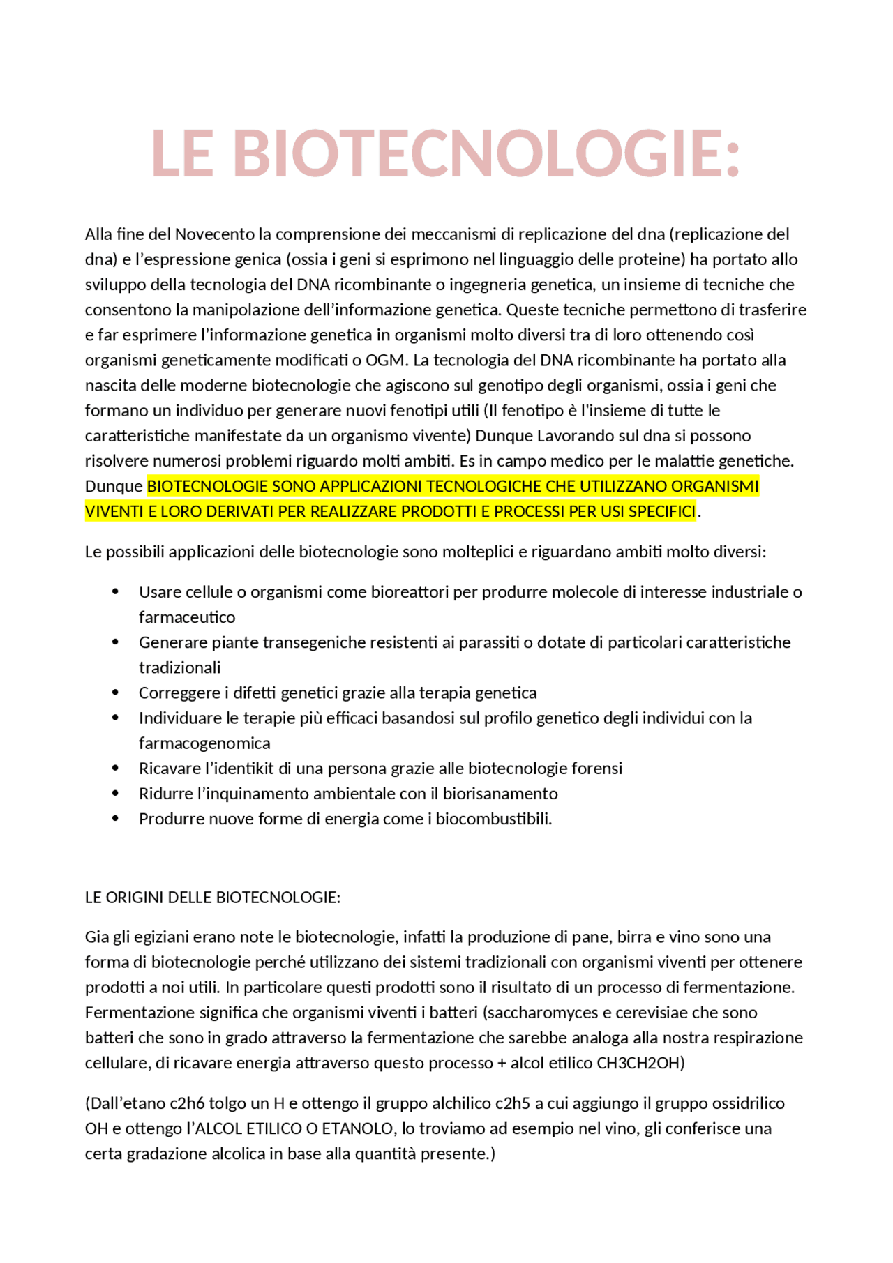 Biotecnologie Scienze Docsity
