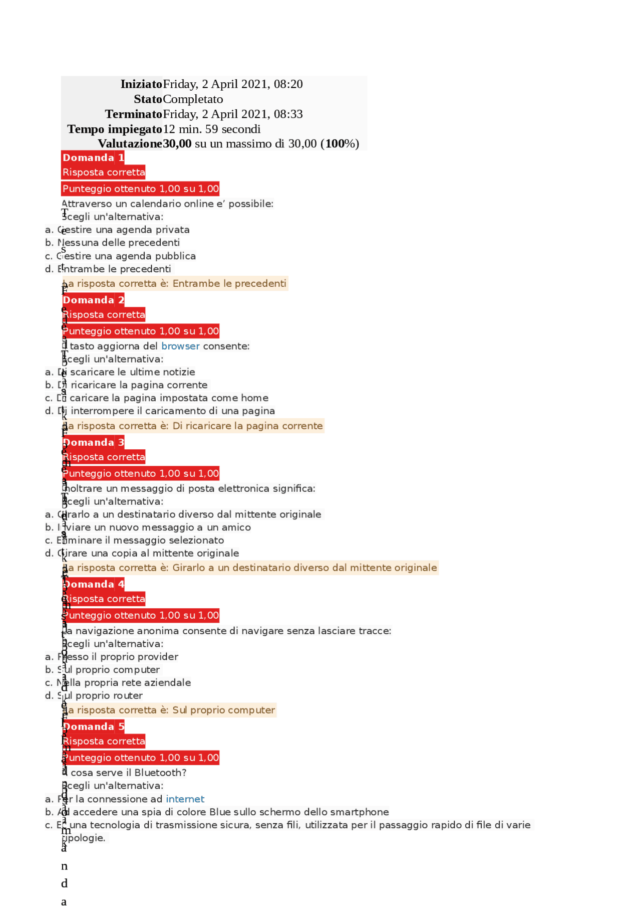 Esame EIRSAFF FULL MODULO 4 - Prove d'esame di Computer Science - Docsity