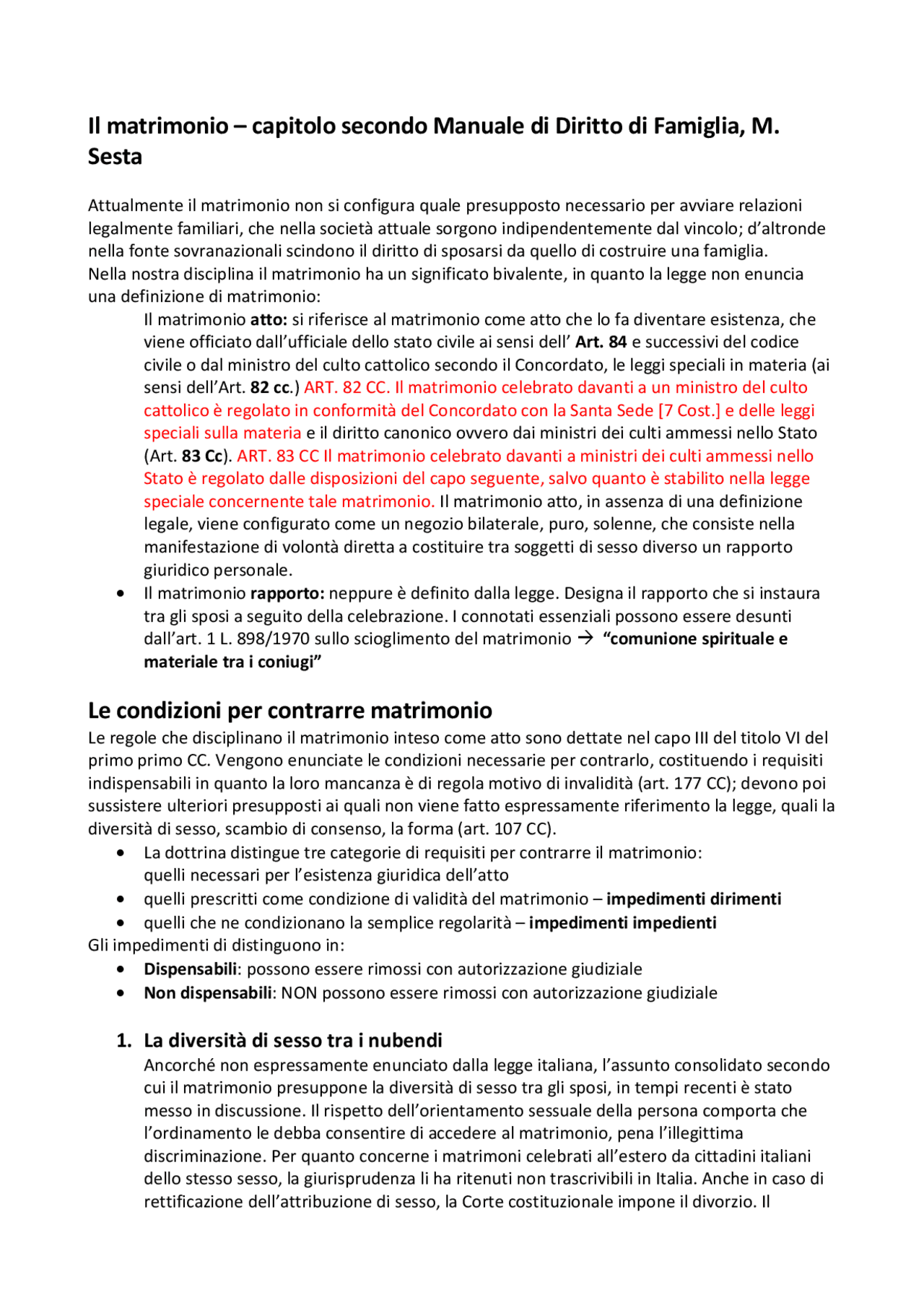 Riassunto Capitolo Secondo Sul Matrimonio Docsity