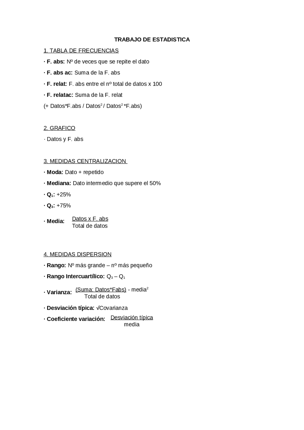 Formulas de Estadistica - Docsity