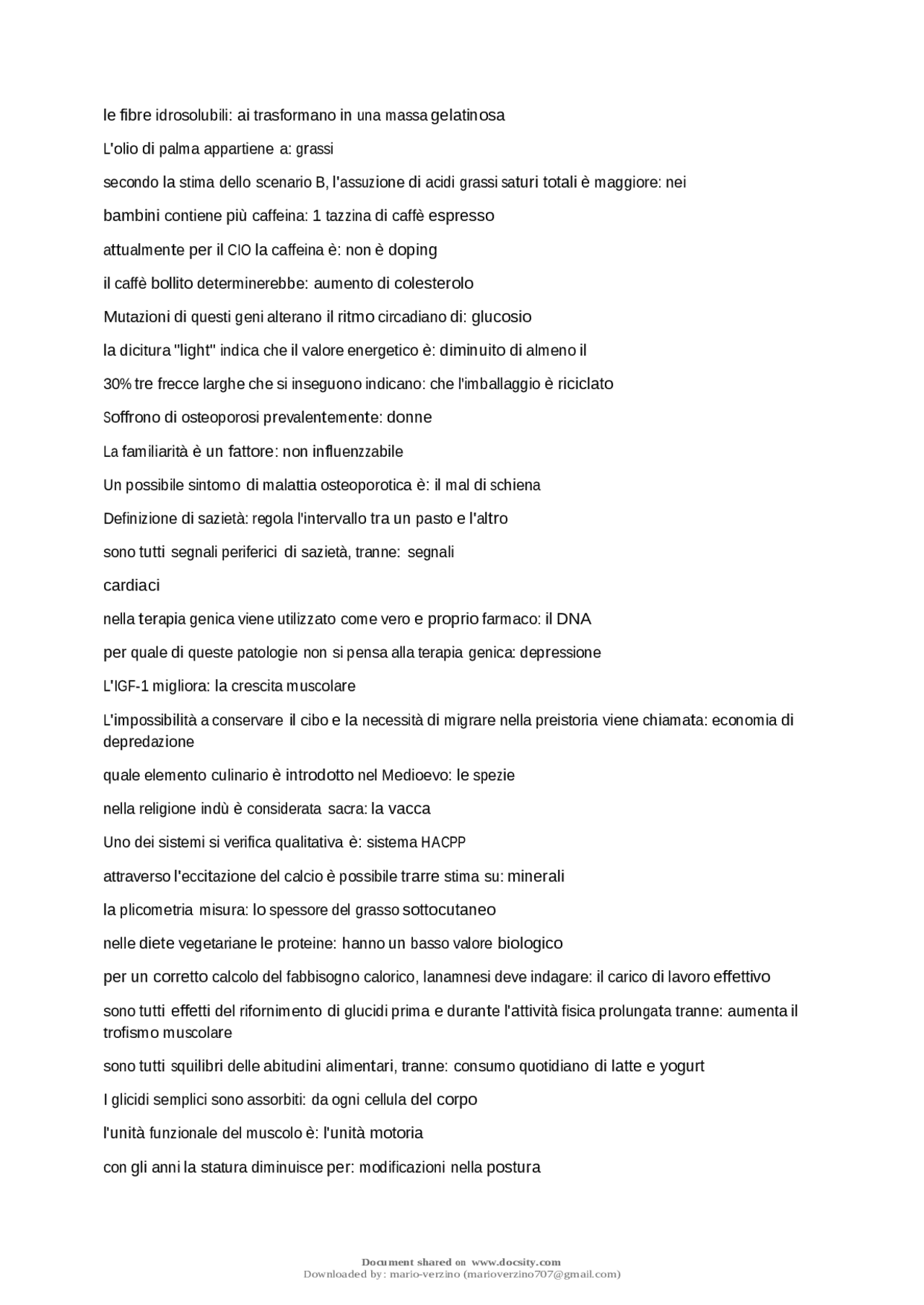 Scienze Dietetiche Applicate Prova Desame Docsity