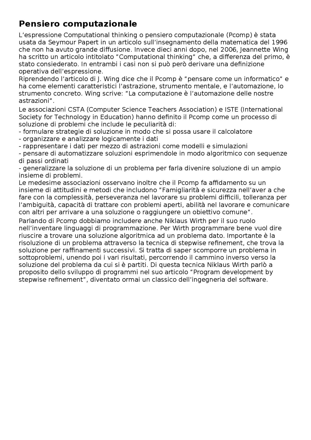 Pensiero Computazionale Docsity