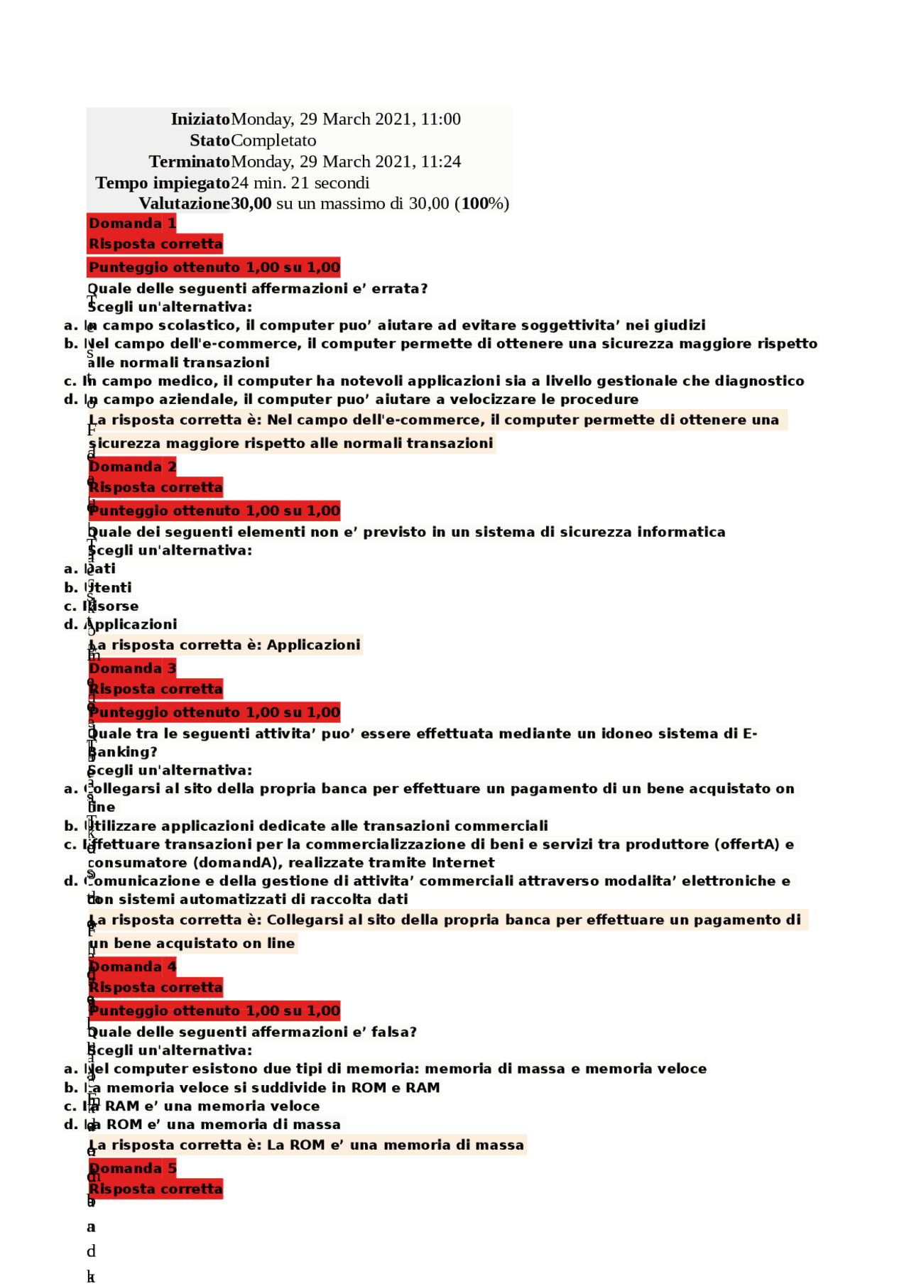 Esame EIRSAFF FULL Modulo A - Prove d'esame di Computer Science - Docsity