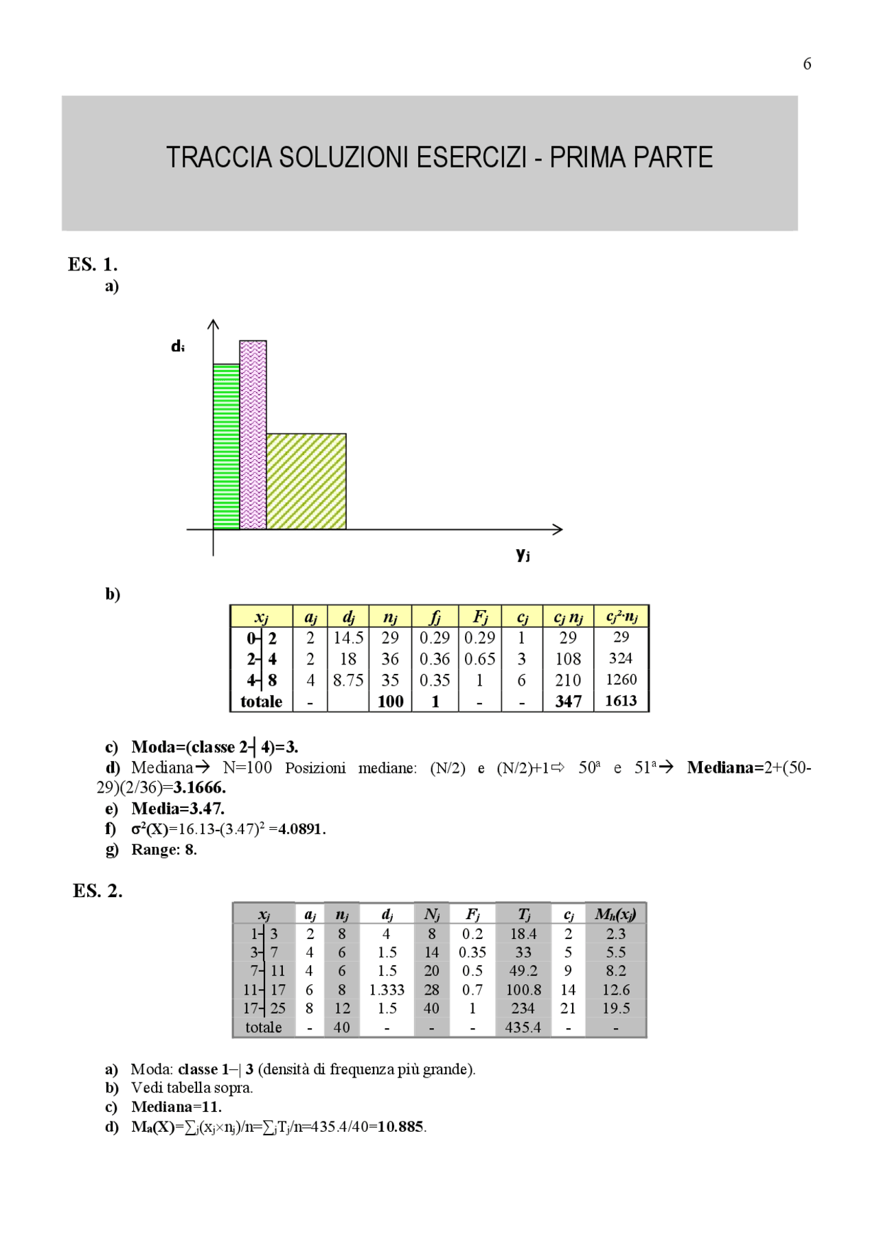 Esercizi Statistica Primo Semestre Docsity