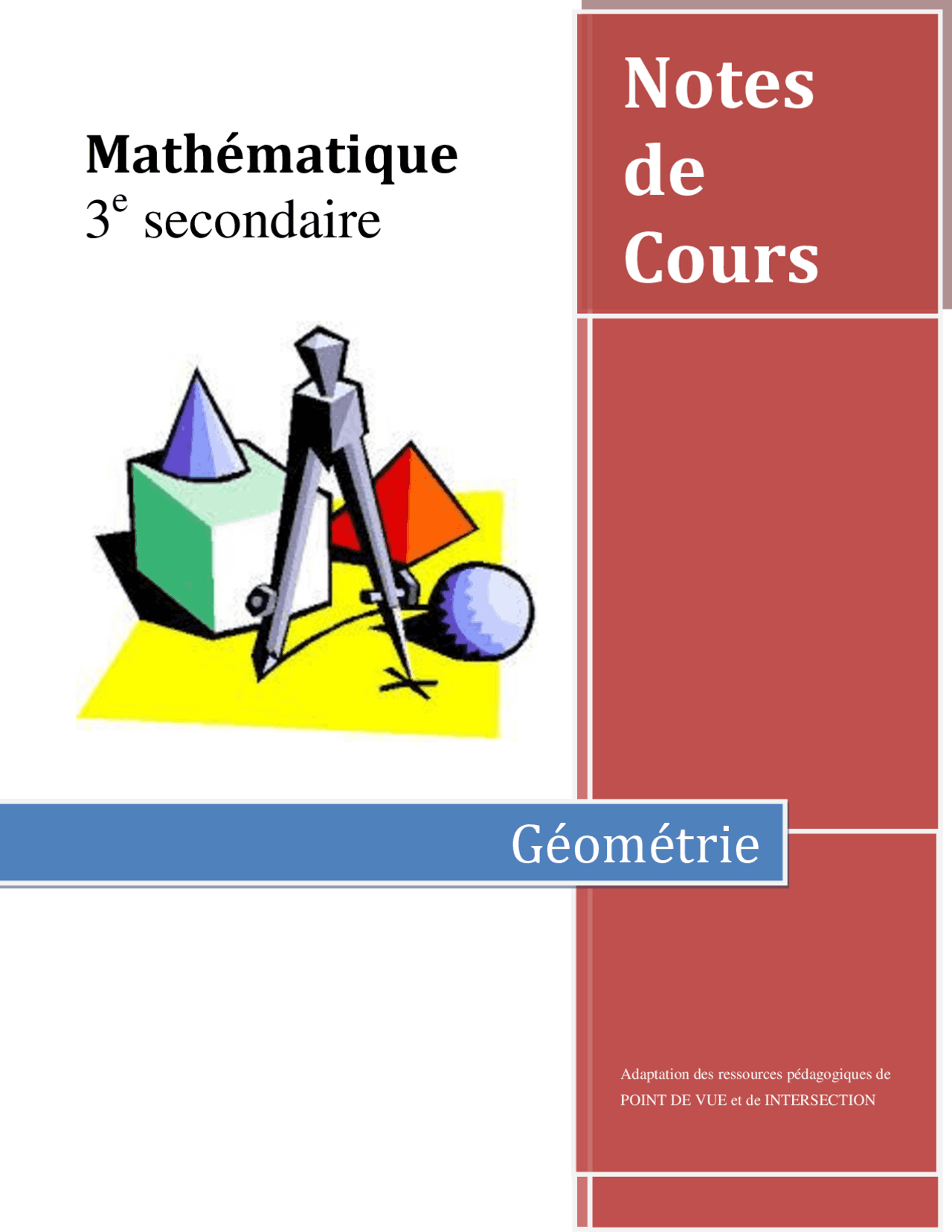 Notes de Cours de Mathés 3e secondaire: Géométrie - Docsity