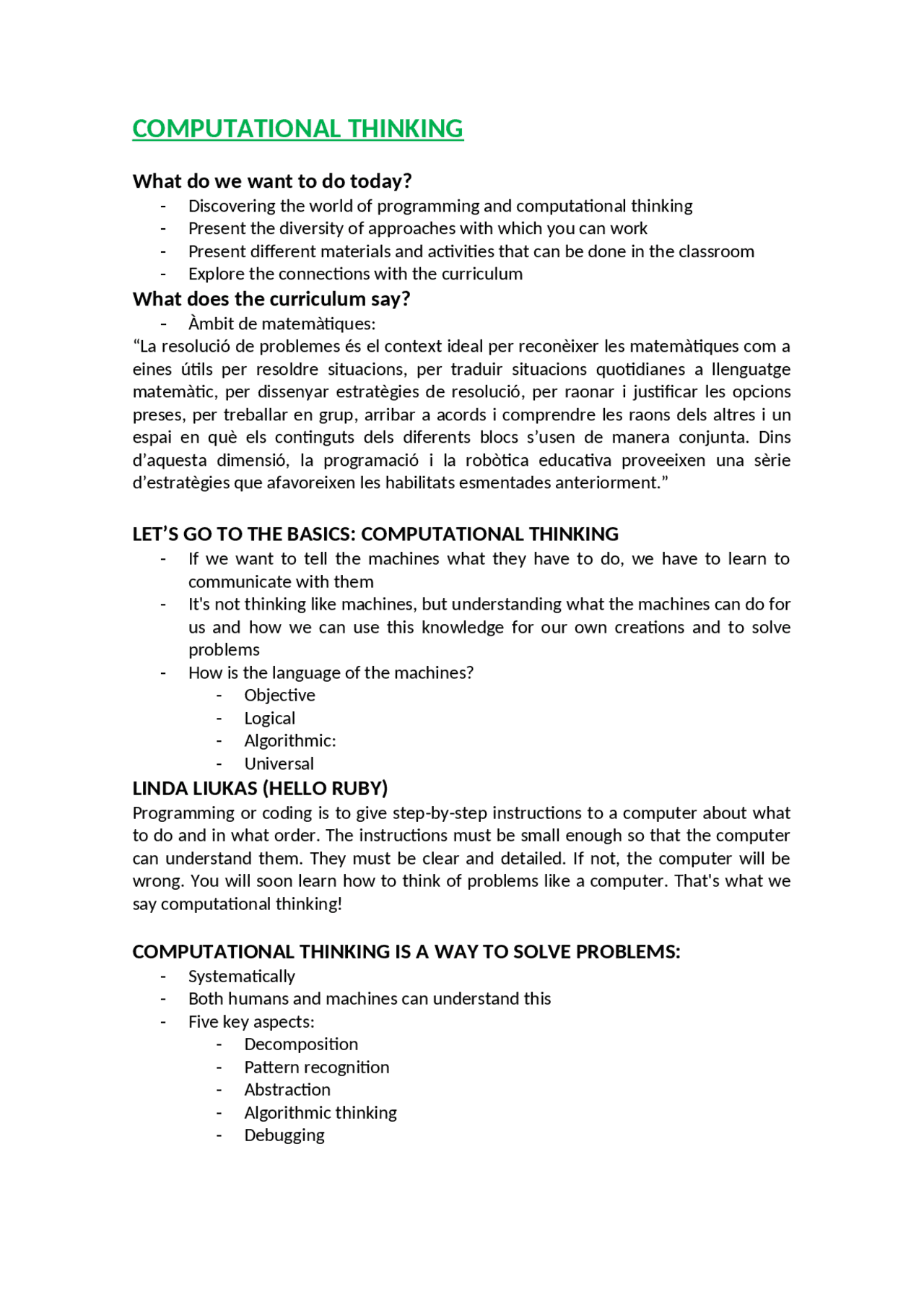 COMPUTATIONAL THINKING - Docsity