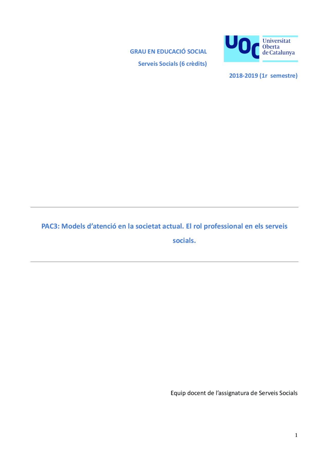 Pac 3 Serveis Socials Català Docsity