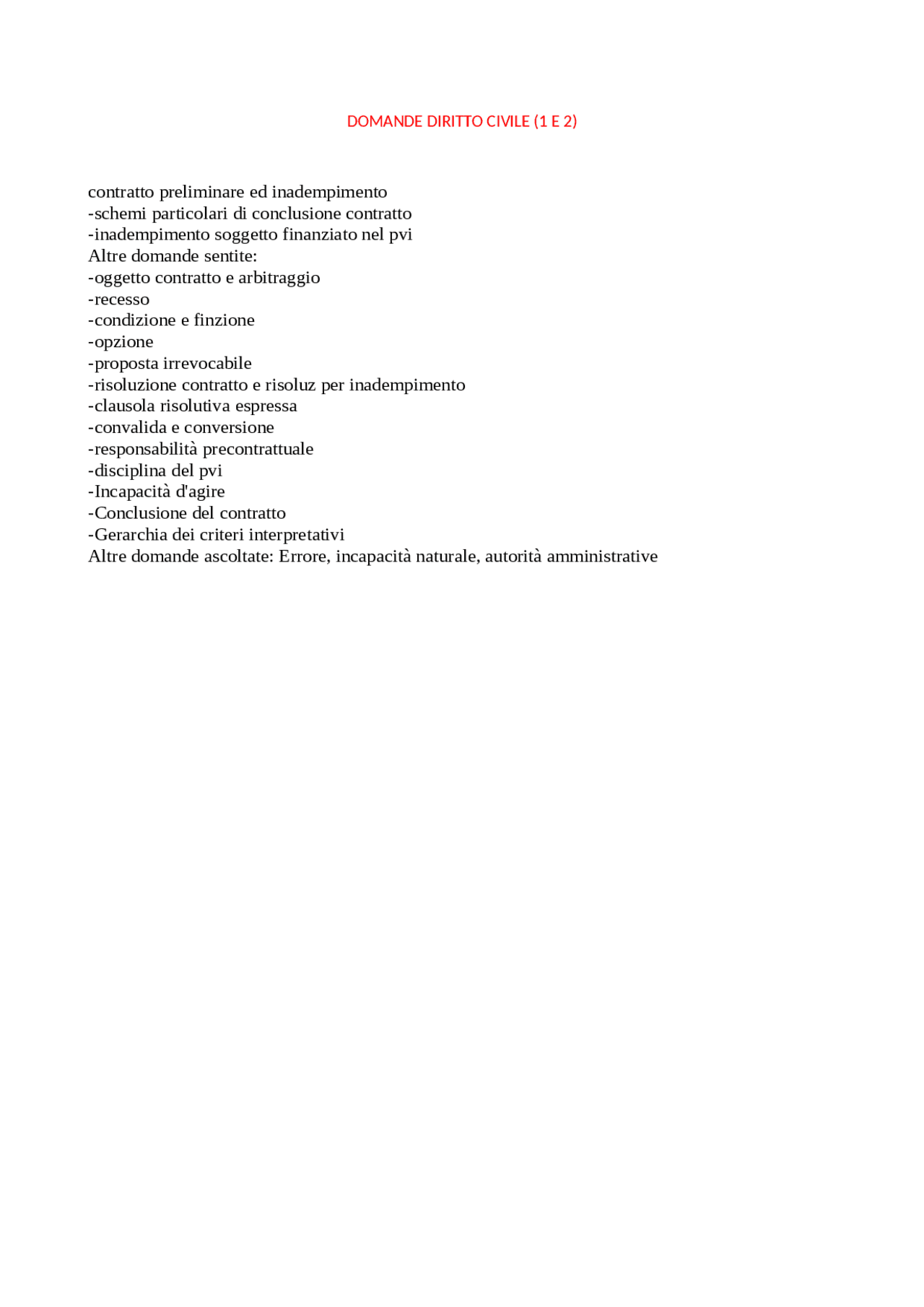 Domande Diritto Civile Docsity