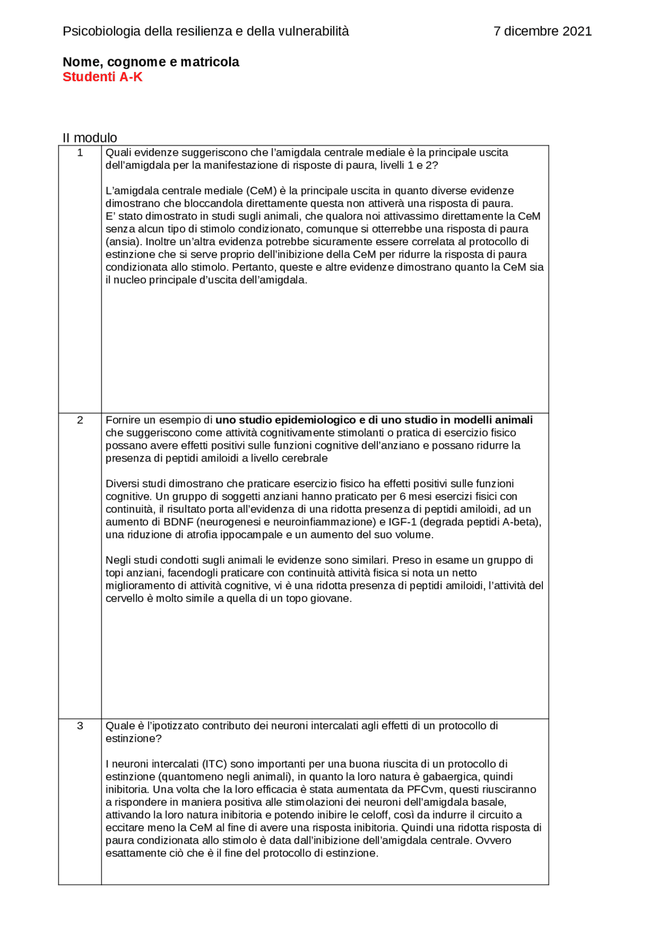 Compitino Secondo Modulo Berardi Docsity