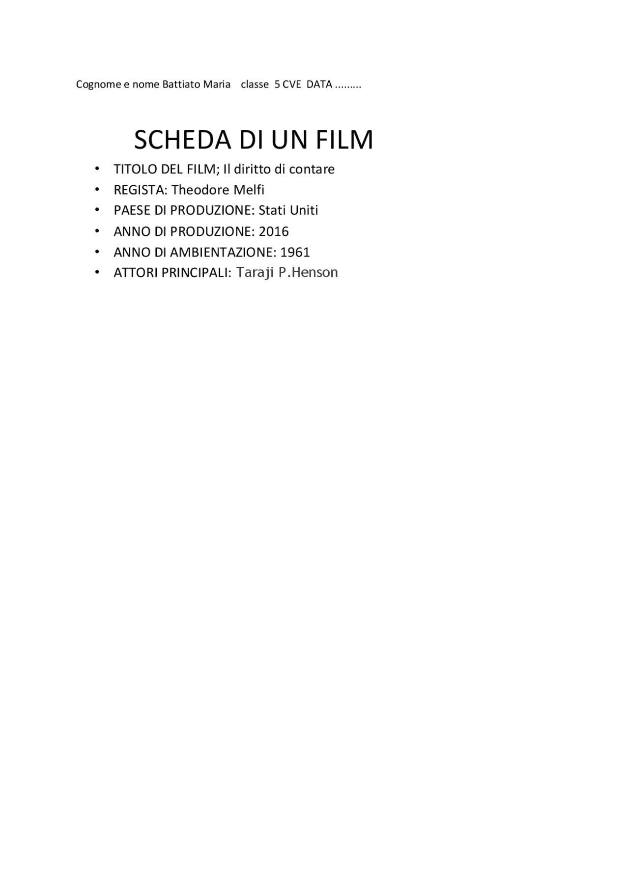 Recensione Di Un Film Il Diritto Di Contare Appunti Di Italiano Docsity