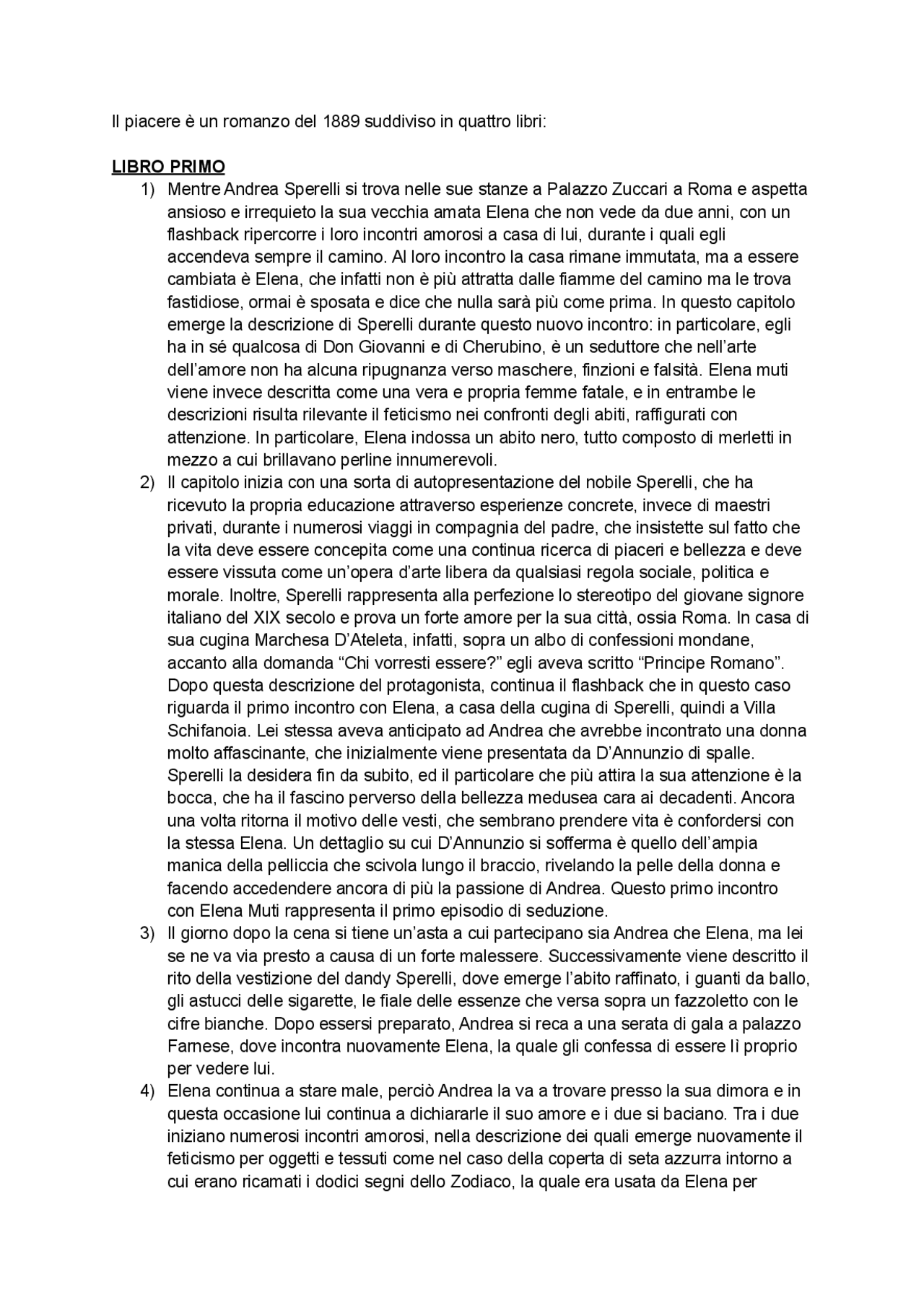 Il Piacere Dannunzio Docsity