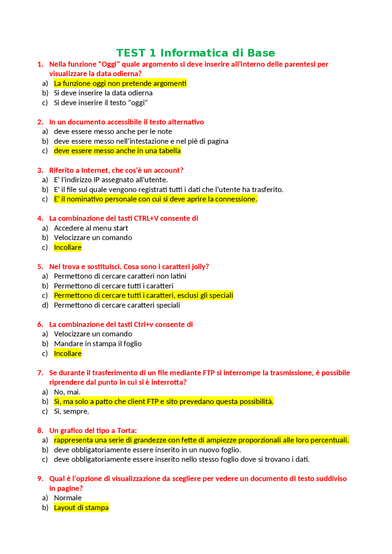 Informatica Di Base Esercitazioni Guidate Docsity