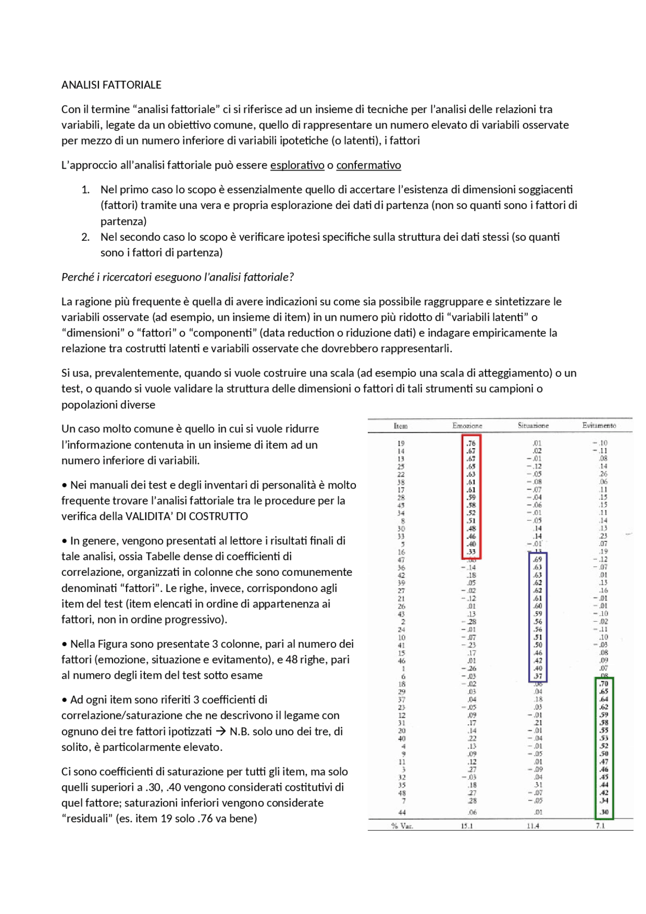 Appunti Sullanalisi Fattoriale Docsity