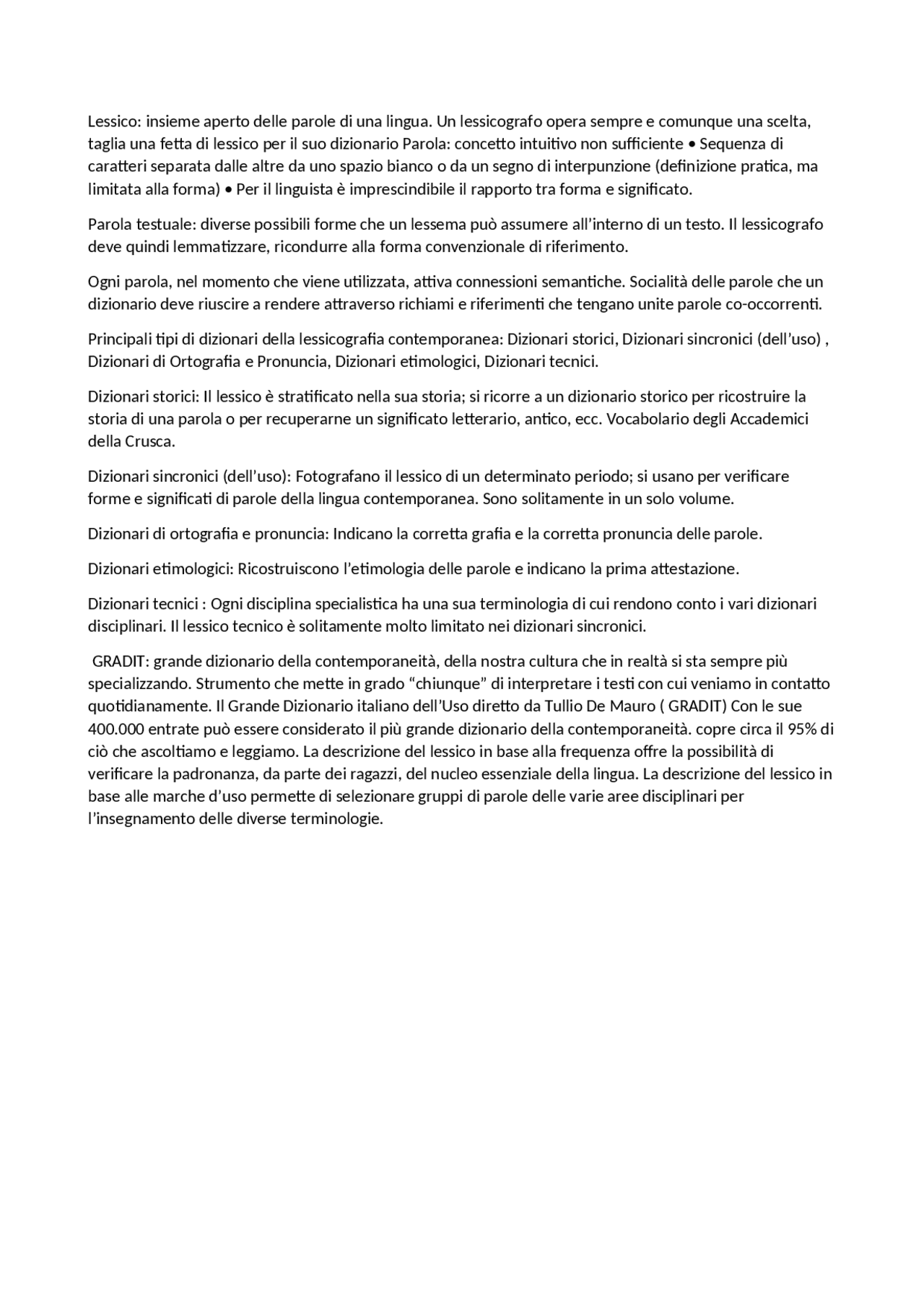 Tipi Di Dizionari E Gradit Docsity