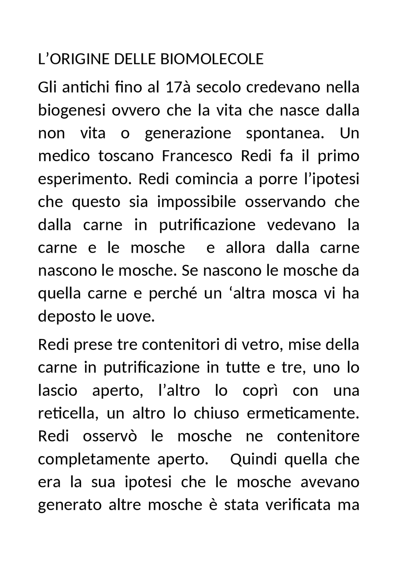 Lorigine Delle Biomolecole Spiegazione Approfondita Docsity