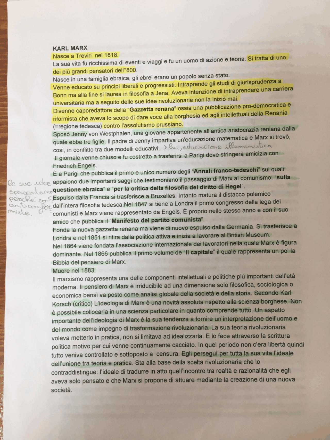 Appunti Di Filosofia Karl Marx Docsity