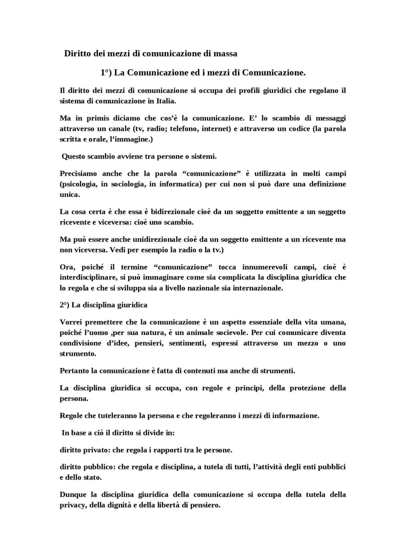 Test Diritto Dei Mezzi Di Comunicazione Prove Desame Di Diritto