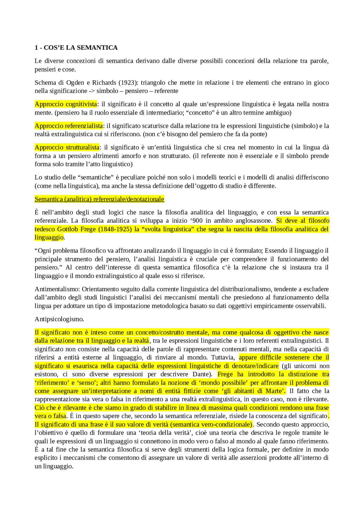 Lessico E Semantica Casadei Docsity