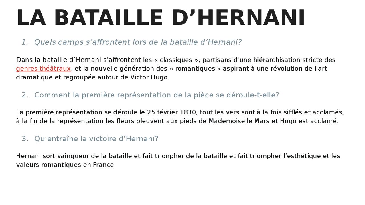 La Bataille d'Hernani - Docsity