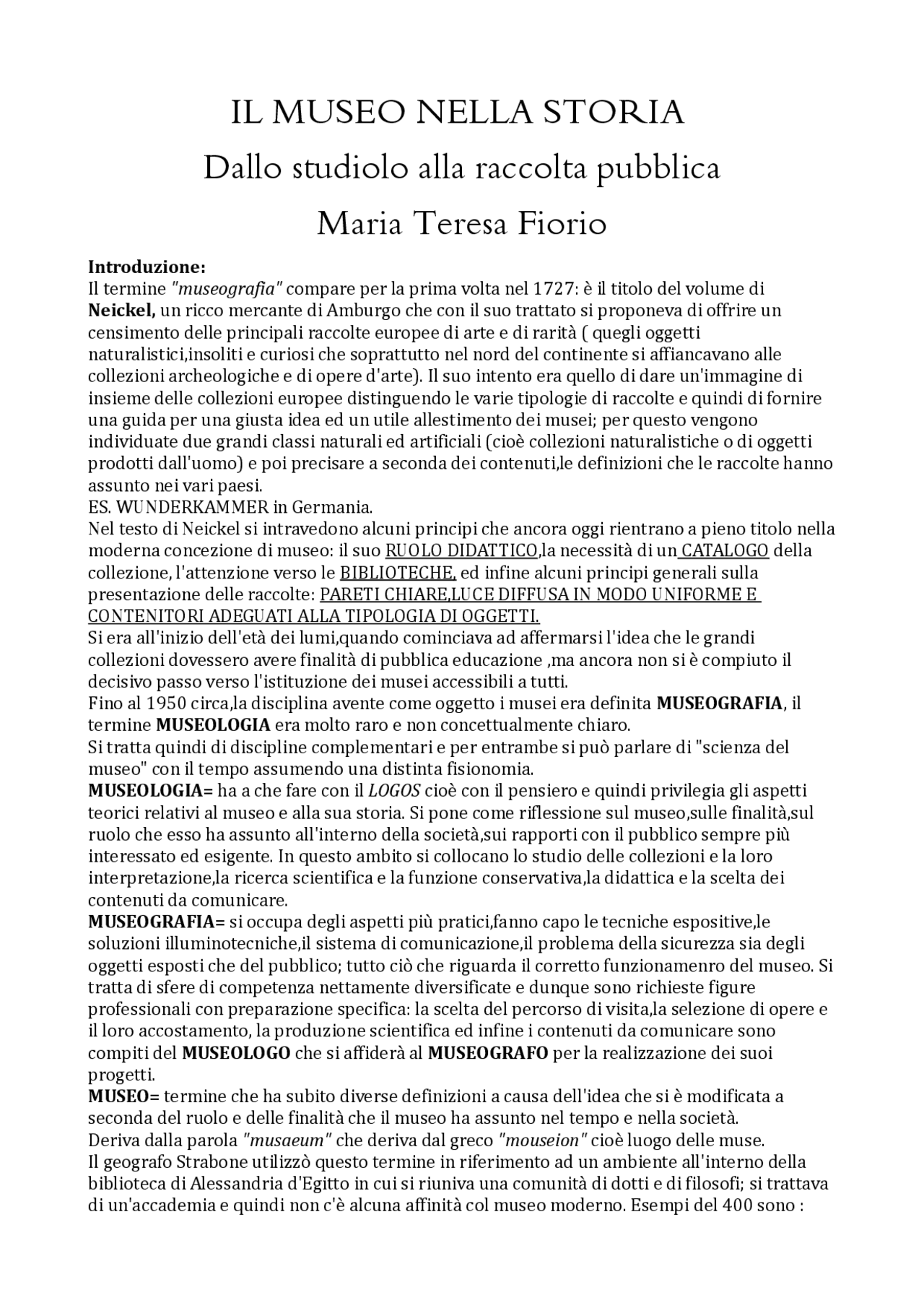 Riassunto Il Museo Nella Storia Docsity