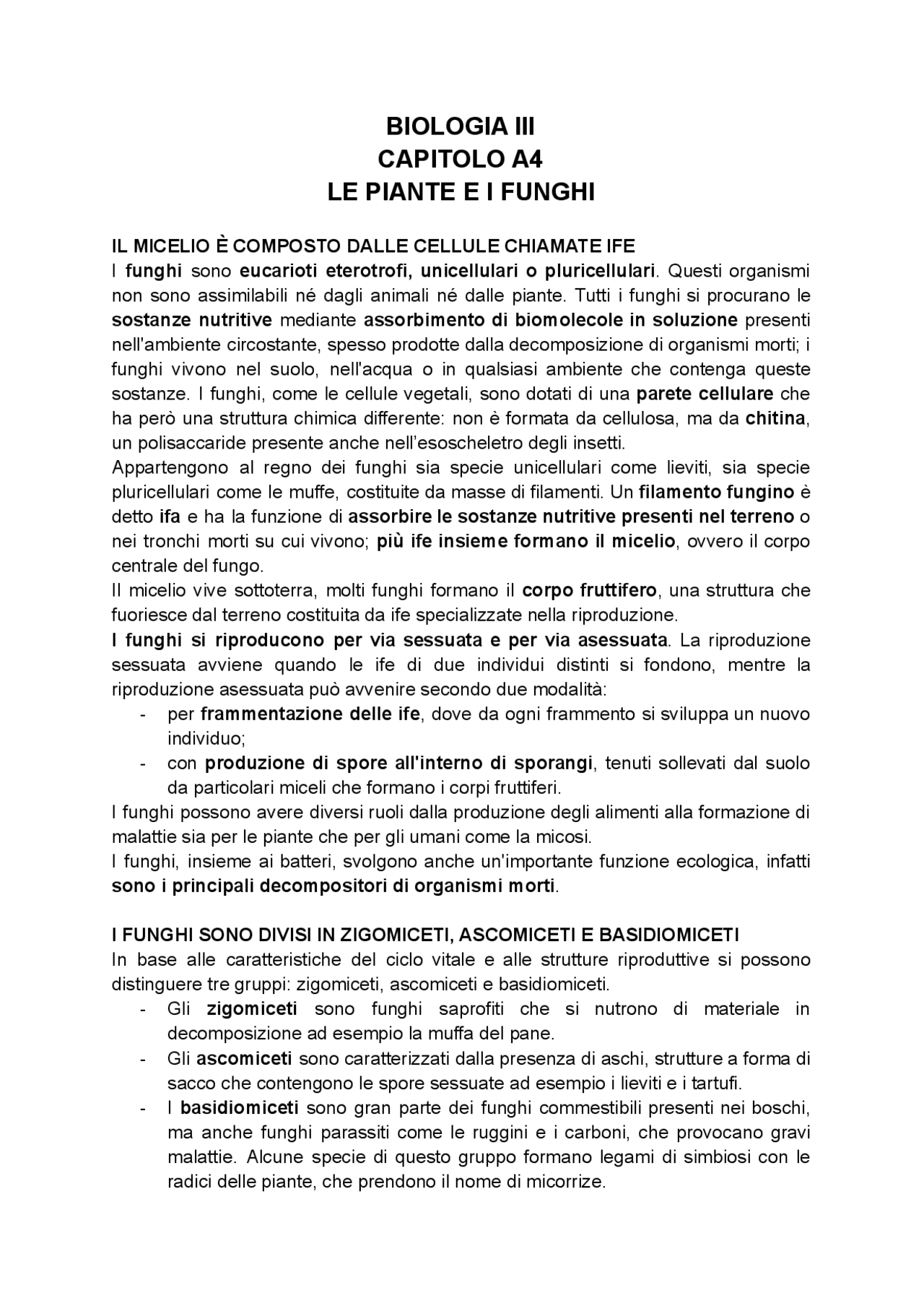Levoluzione Delle Piante E Il Regno Dei Funghi Docsity