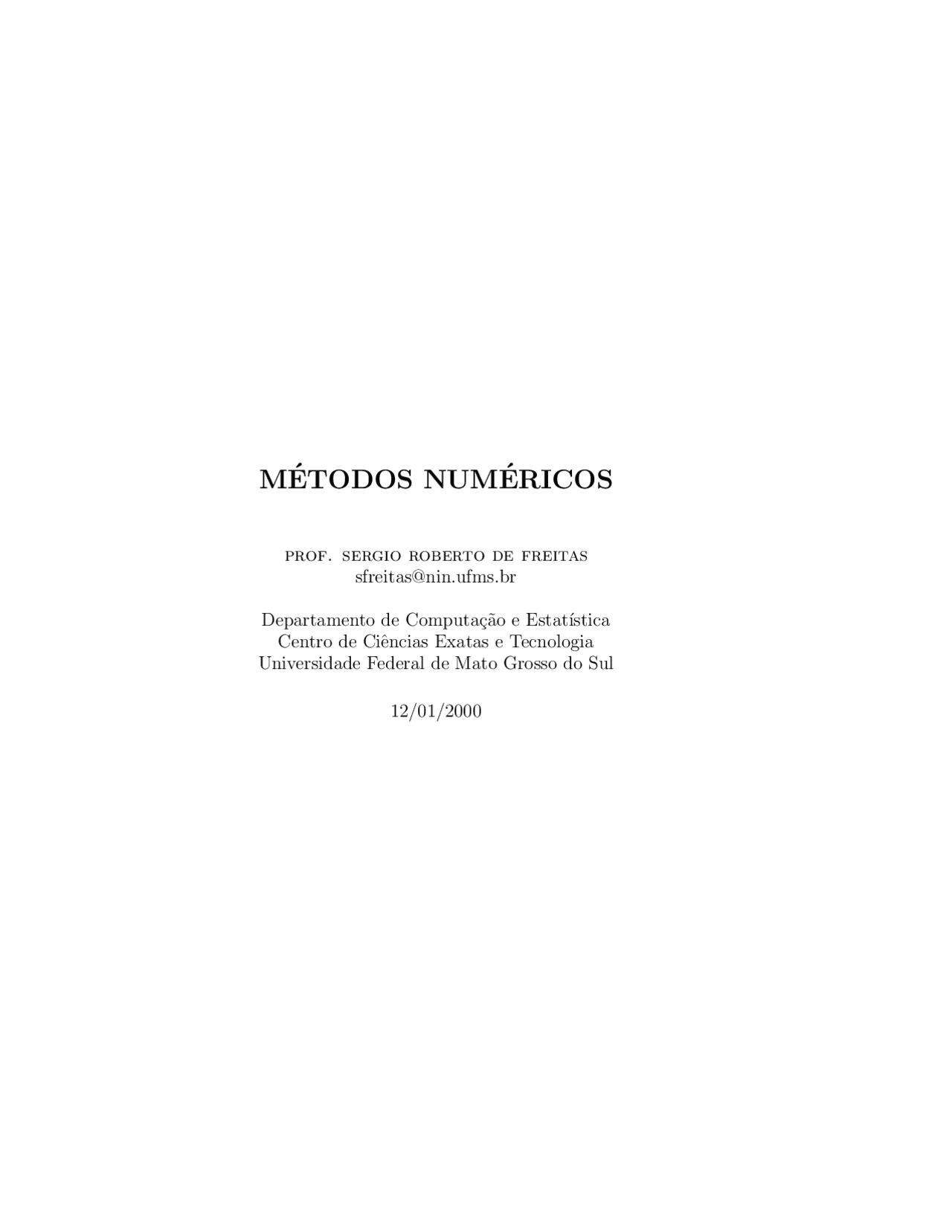 Métodos Numéricos Para Ciências Exatas Docsity
