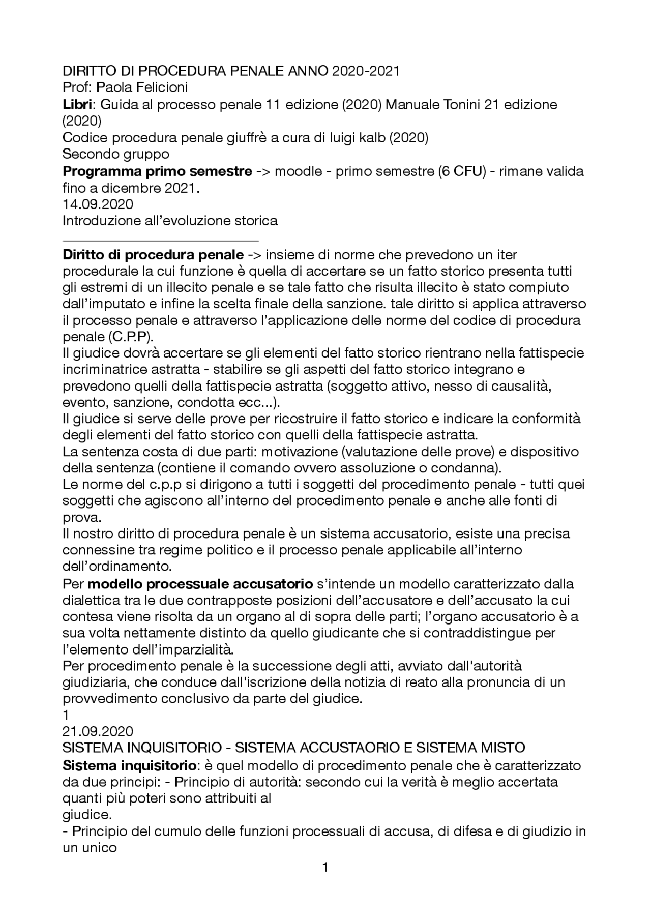 Appunti Lezioni Diritto Processuale Penale Docsity