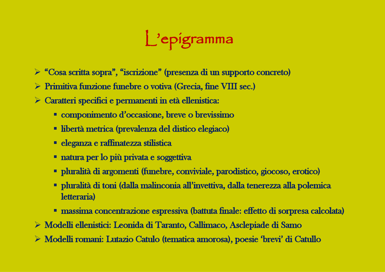 MARZIALE E L'EPIGRAMMA - Docsity