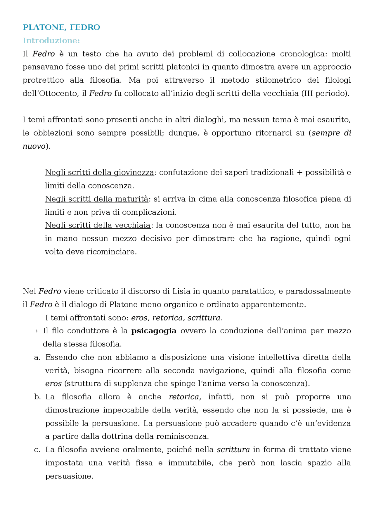 Schemi Del Fedro Di Platone Docsity