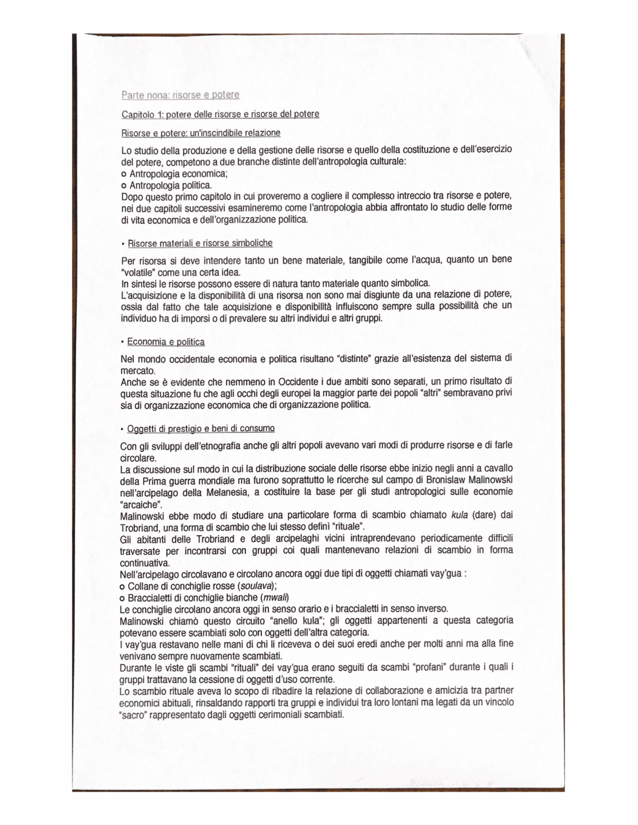 Riassunto Parte 9 Risorse E Potere Docsity