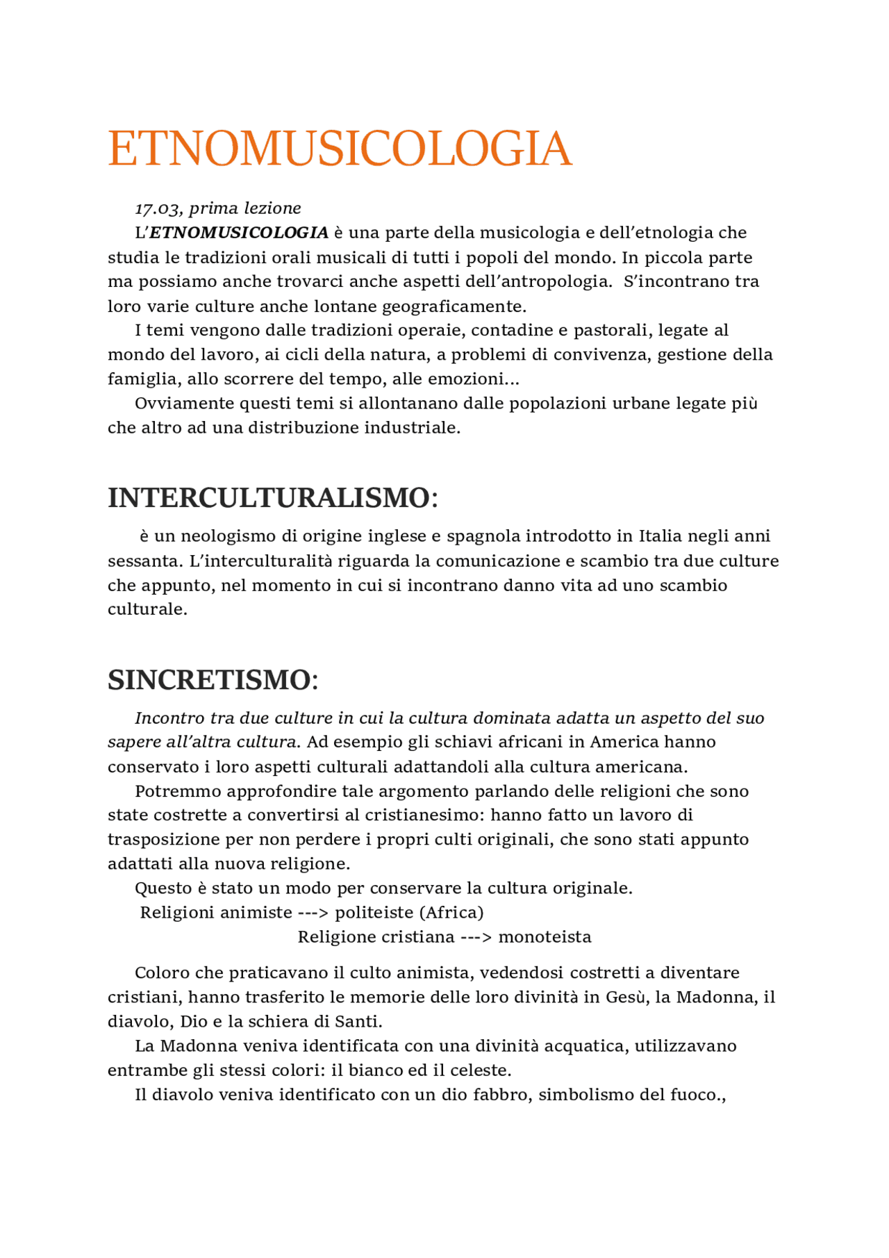 Appunti Etnomusicologia Docsity