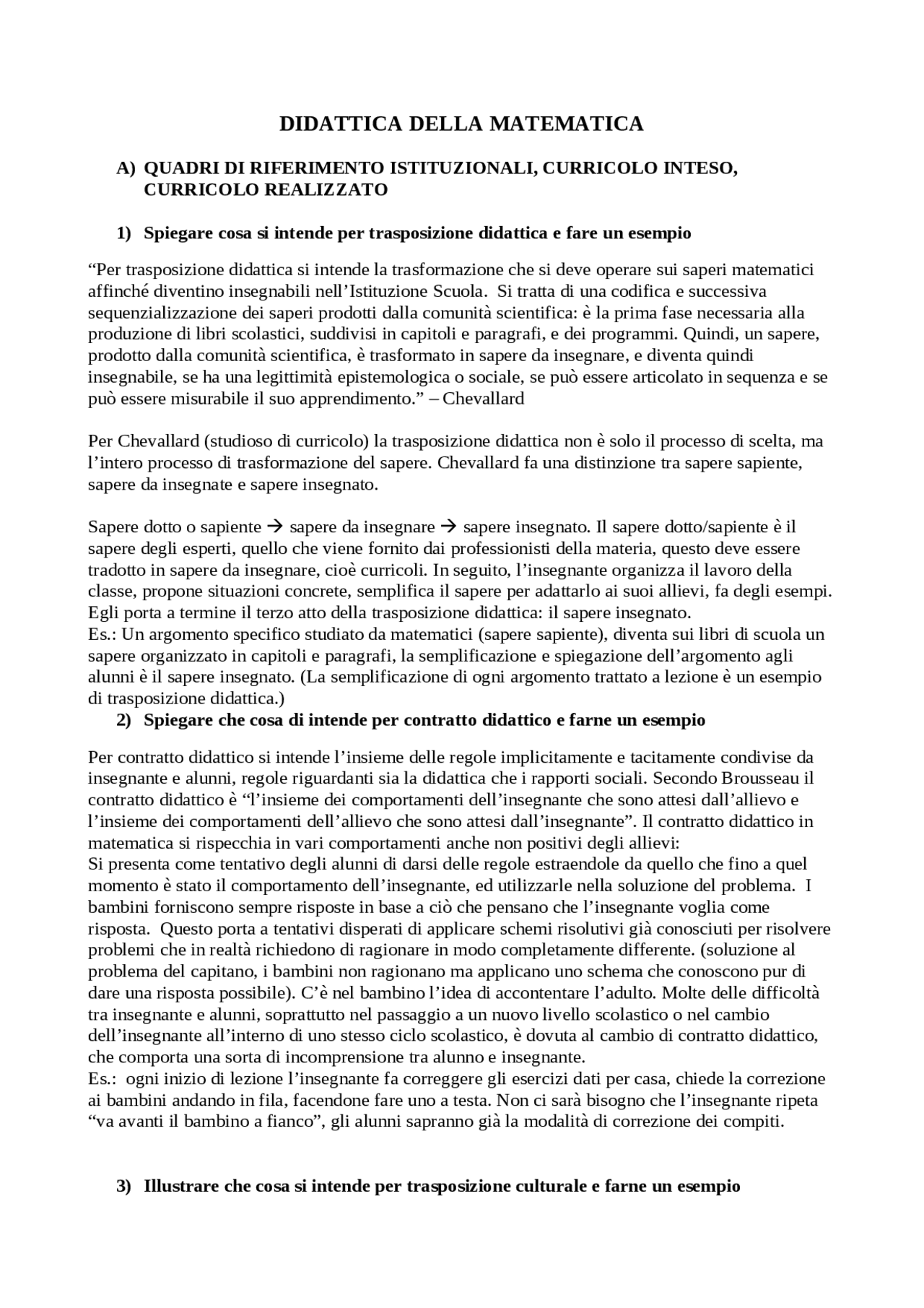 Domande E Risposte Esame Didattica Della Matematica Docsity