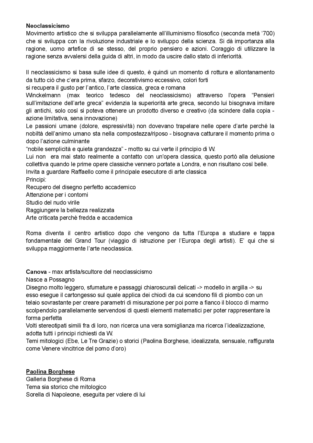 Neoclassicismo Appunti Storia Dellarte Docsity