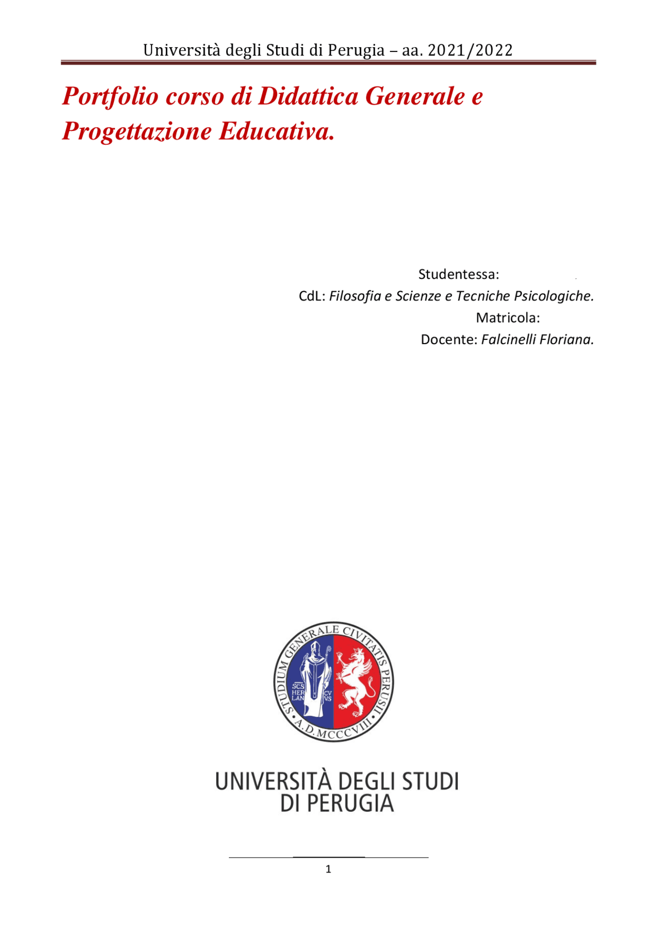 Portfolio Esame Di Didattica Generale Docsity