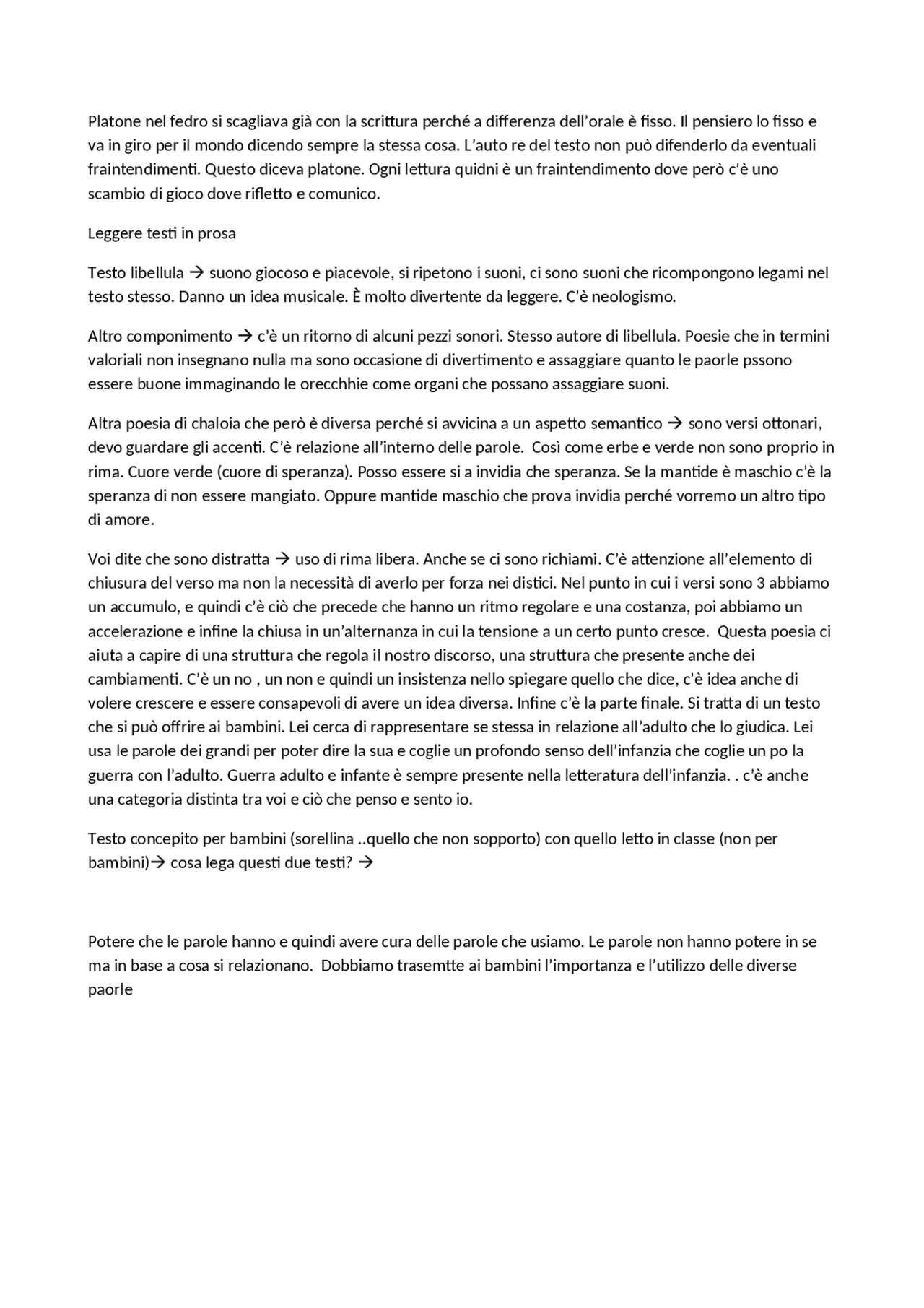 Letteratura Infanzia Docsity