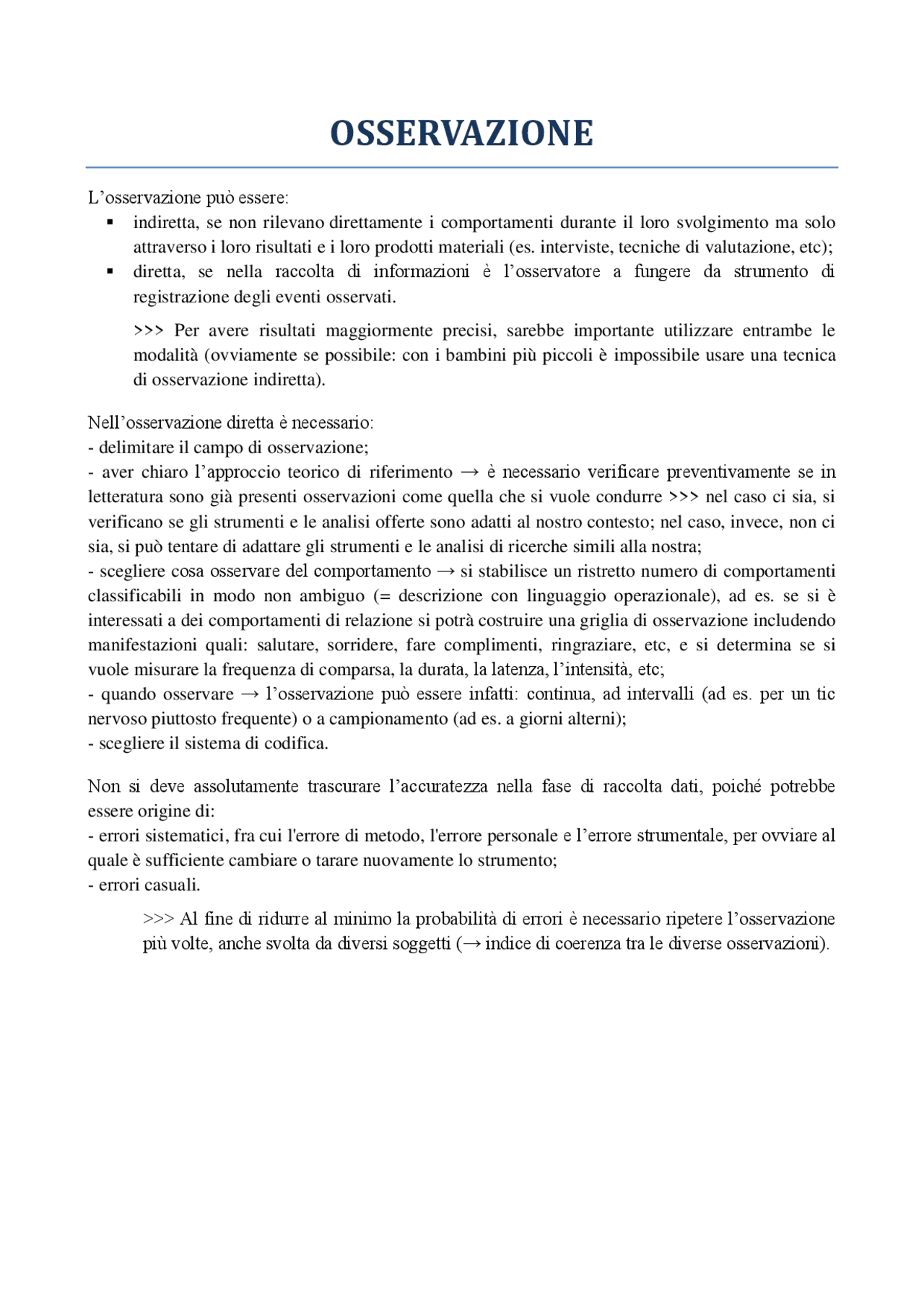 Metodo Osservativoosservazione Docsity